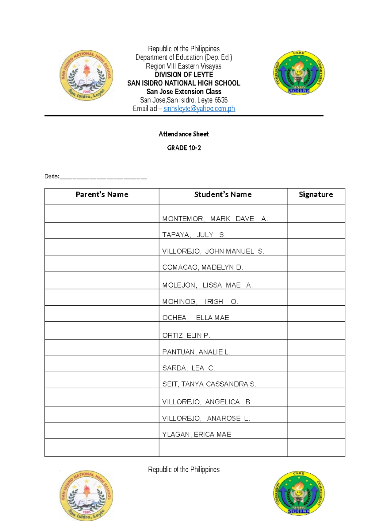 Attendance for pntaksi - Republic of the Philippines Department of ...