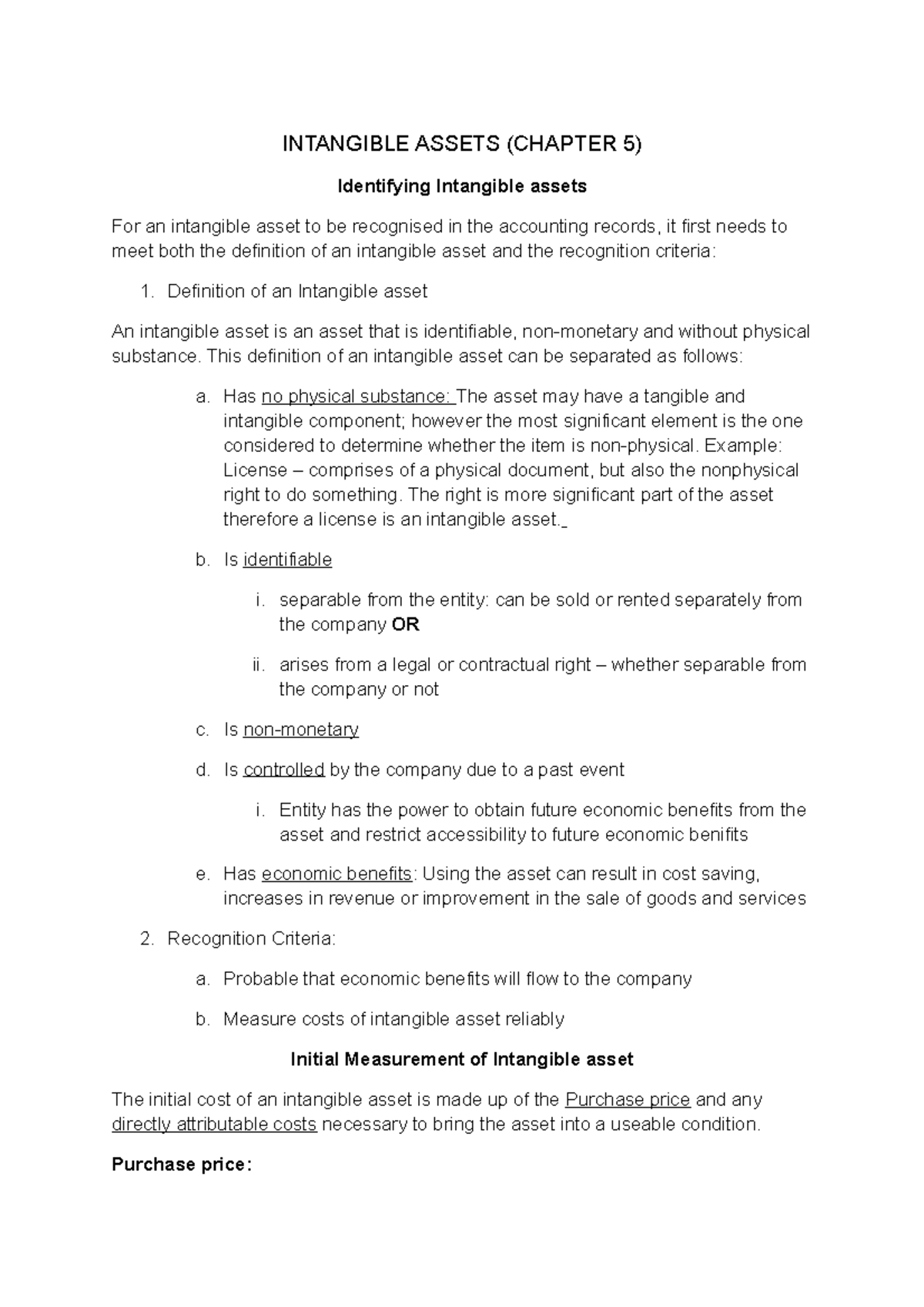 FIn Acc 288 booklet - INTANGIBLE ASSETS (CHAPTER 5) Identifying ...