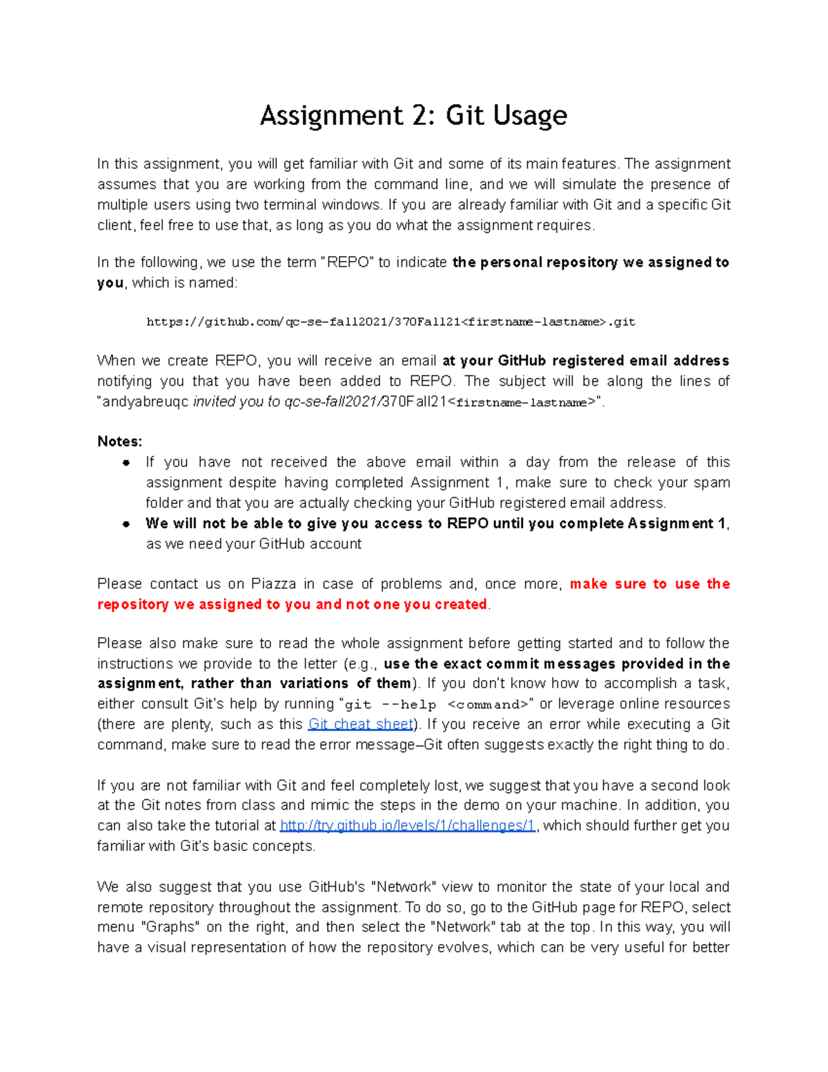 CS370 Abreu Assignment 2 INSTRUCTIONS - Assignment 2: Git Usage In this assignment, you will get ...