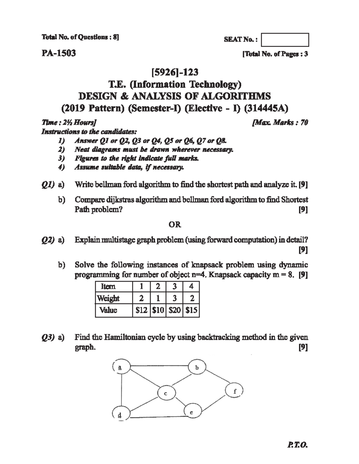 DAA PYQ's Noc dec 2022 - Total No. of Questions : SEAT No. : No. of Pages : 3 T. (Information ...