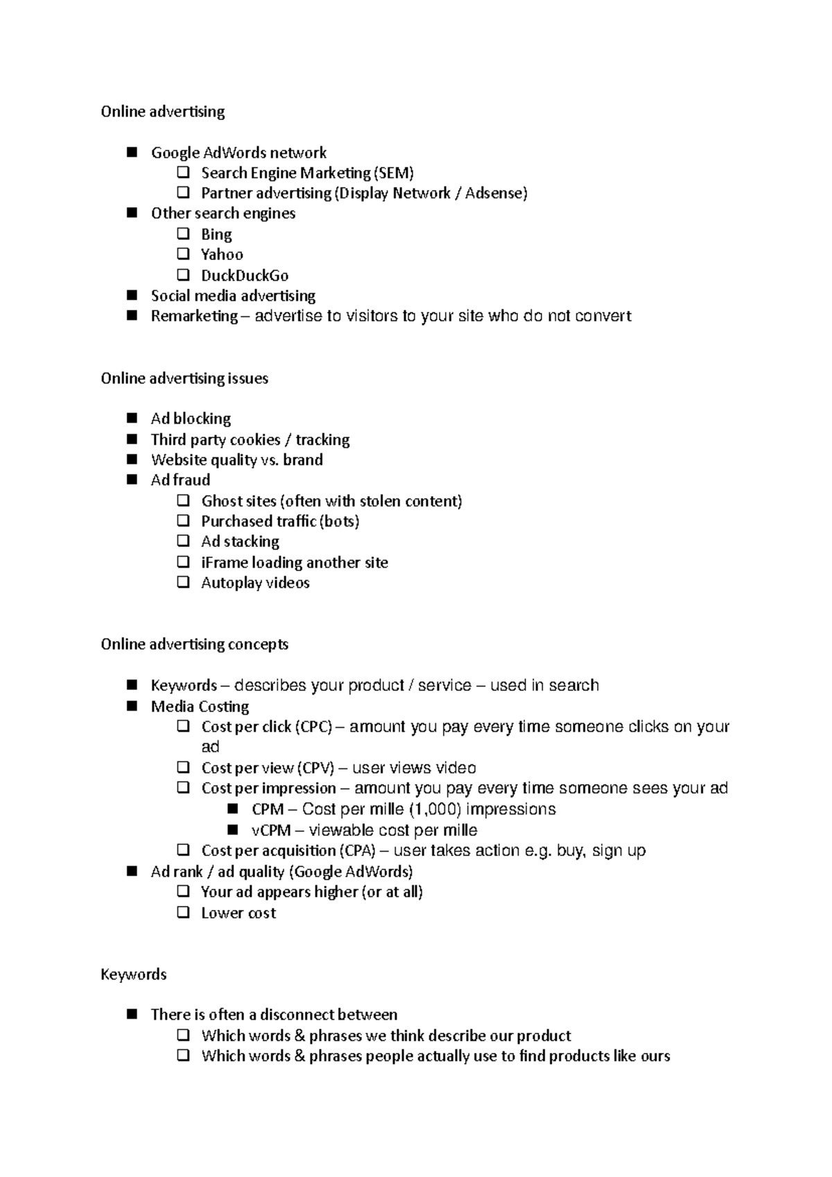 Online advertising - Lecture notes 10 - Online advertising Google ...