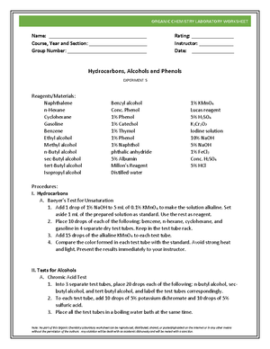 Experiment 6 Aldehydes and Ketones - Org Chem Blueprint-1 - Note: No ...