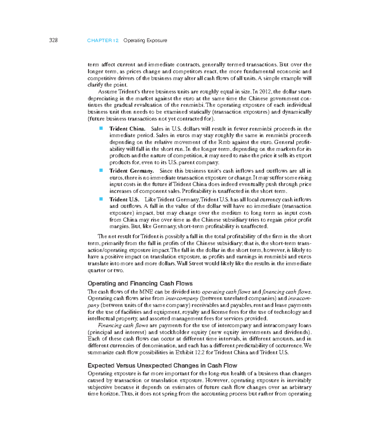Multifunctional Finance Management-88 - 328 CHAPTER 12 Operating Exposure term affect current ...