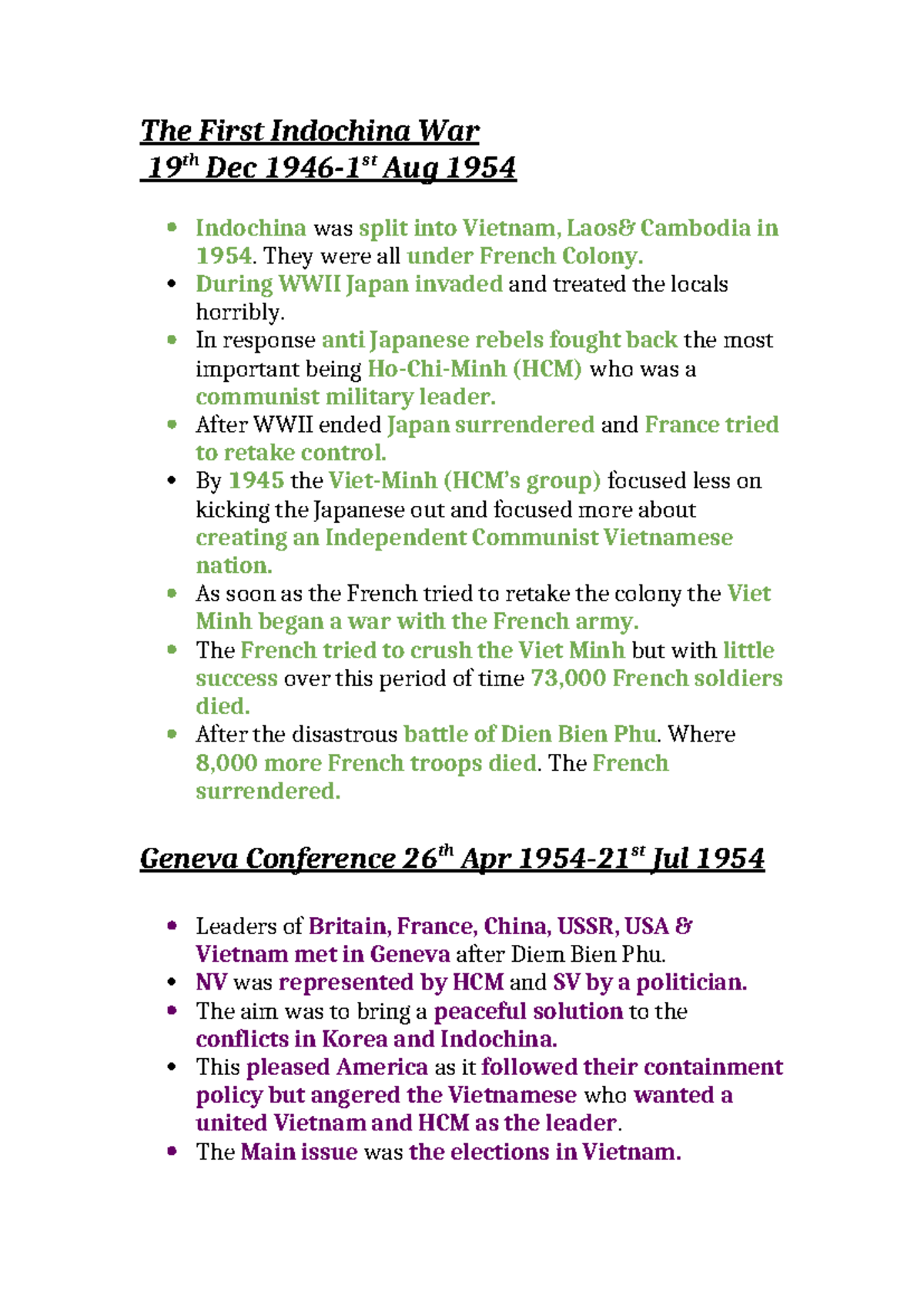 The Vietnam War - The First Indochina War 19 th Dec 1946- st Aug 1954 ...