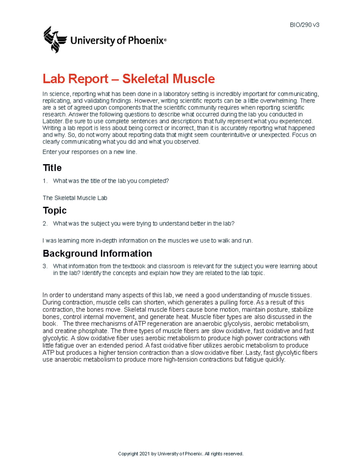 Bio290 v3 wk4 the skeletal muscle lab report - BIO/290 v Lab Report – Skeletal Muscle In science ...