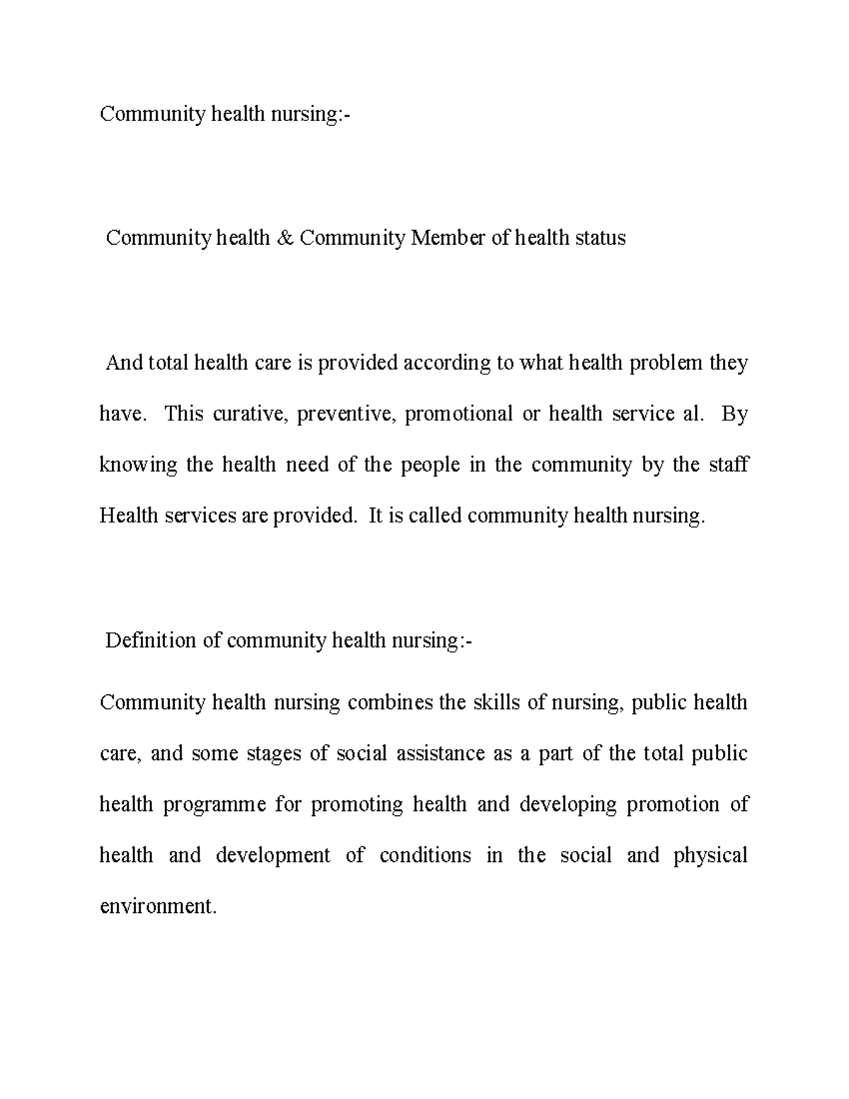 Community health nursing - Community health nursing:- Community health ...