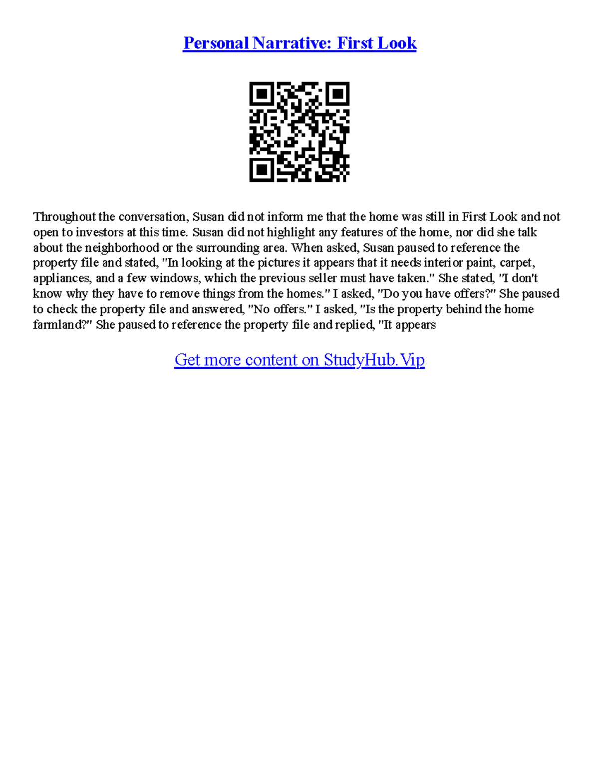 First Person Narrative Essay - Personal Narrative: First Look ...