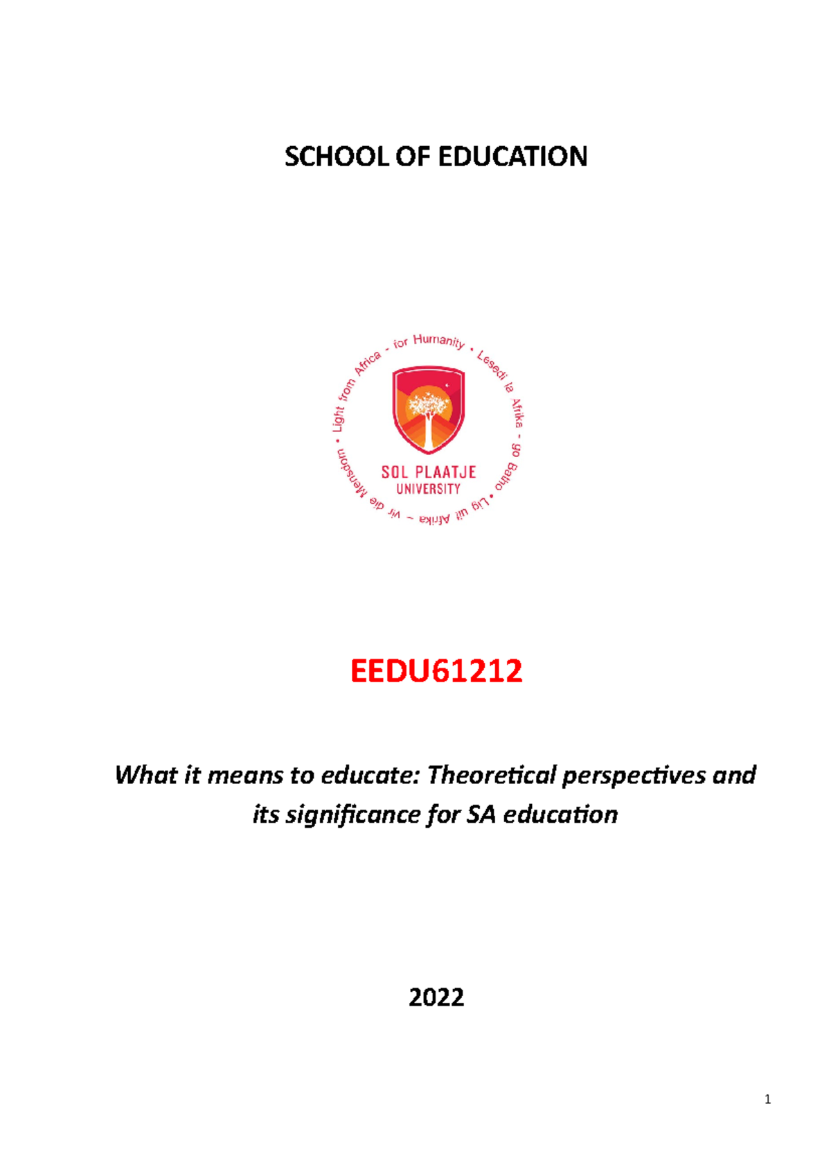 EEDU61212 Module Guide 2022 Final - SCHOOL OF EDUCATION EEDU What it ...