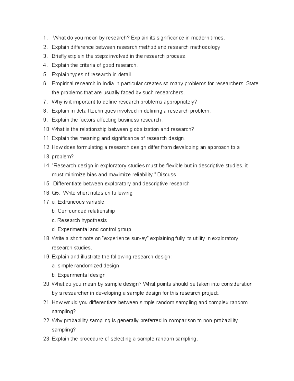 Question bank research - What do you mean by research? Explain its ...