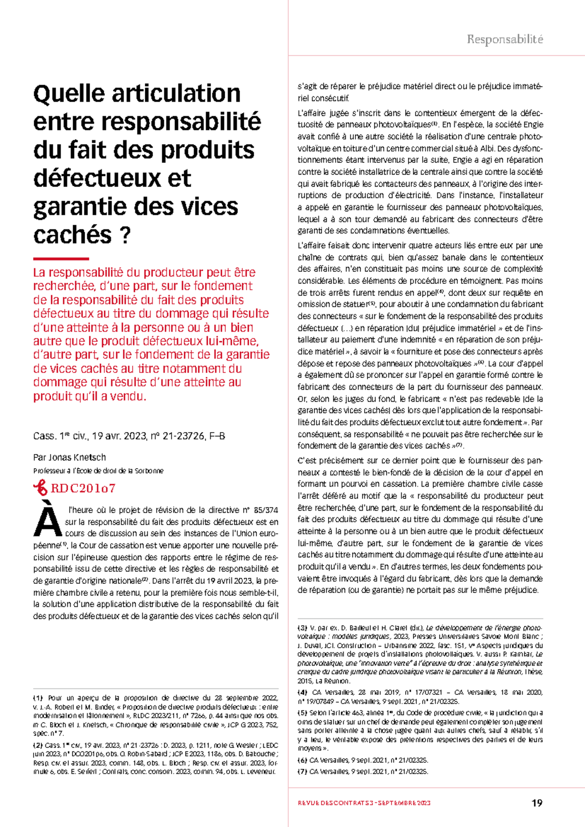 Quelle articulation entre responsabilite du fait des produits ...