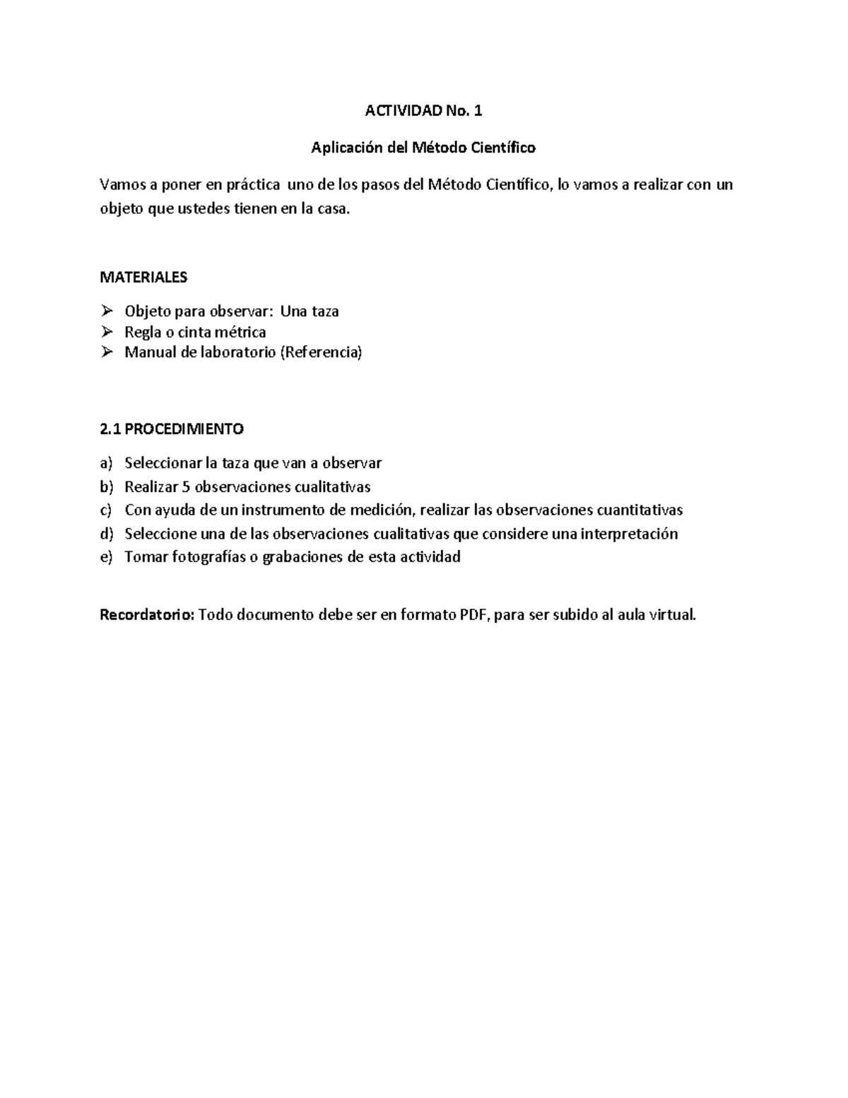 Actividad No. 1 (Qui-014) - ACTIVIDAD No. 1 Aplicación del Método ...