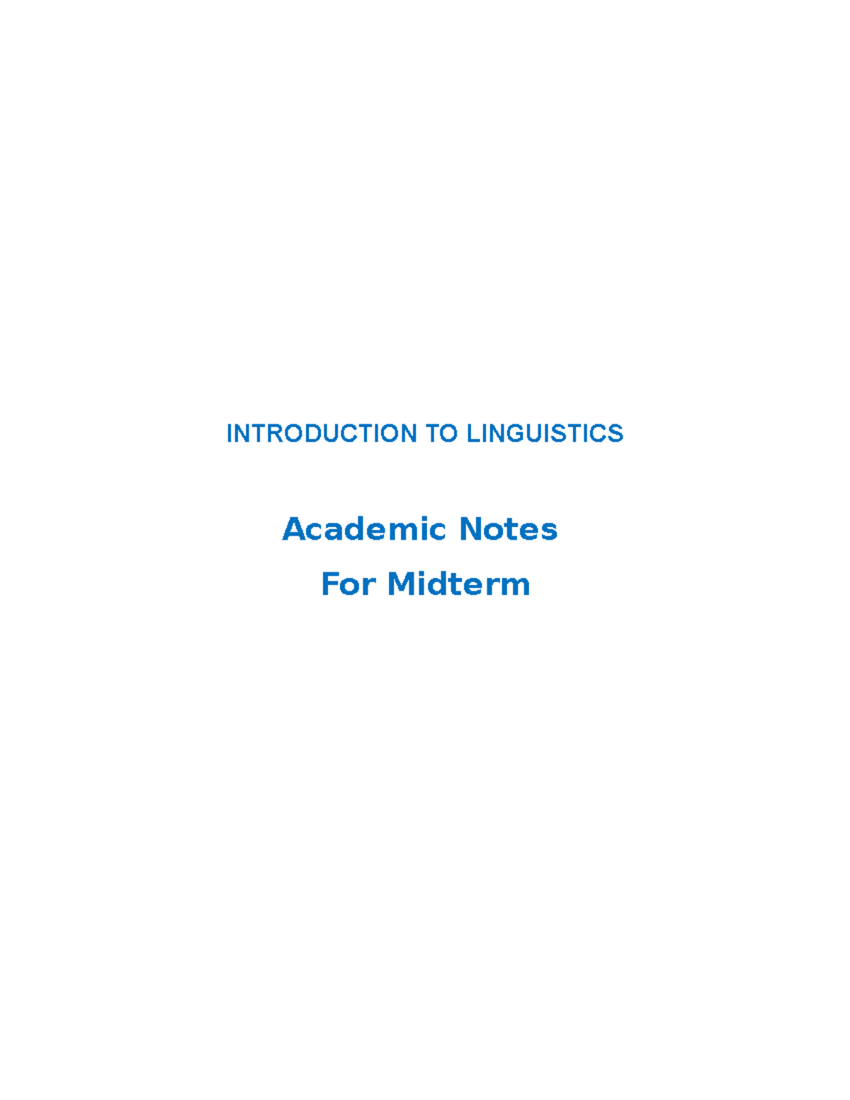 Academic Notes and Reviewers - INTRODUCTION TO LINGUISTICS Academic ...