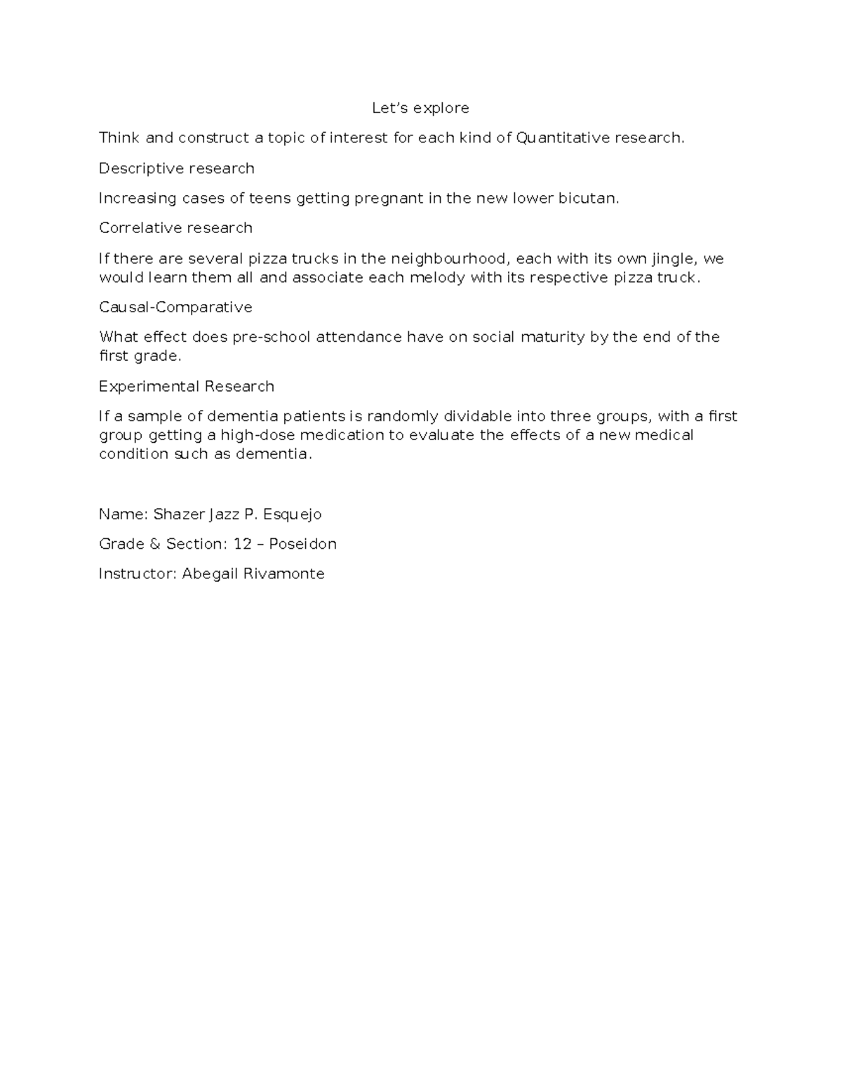 Let's Explore - Let’s explore Think and construct a topic of interest ...