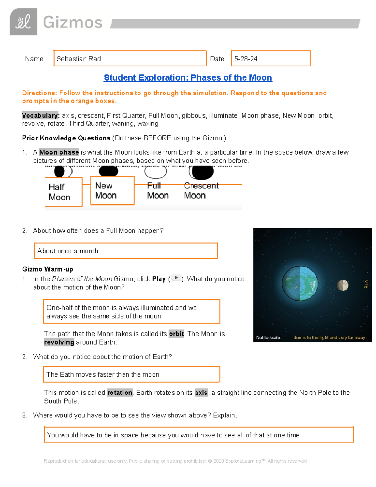 Moon Phases Lab - Gizmo - 7750308 - Name: Sebastian Rad Date: 5-28 ...
