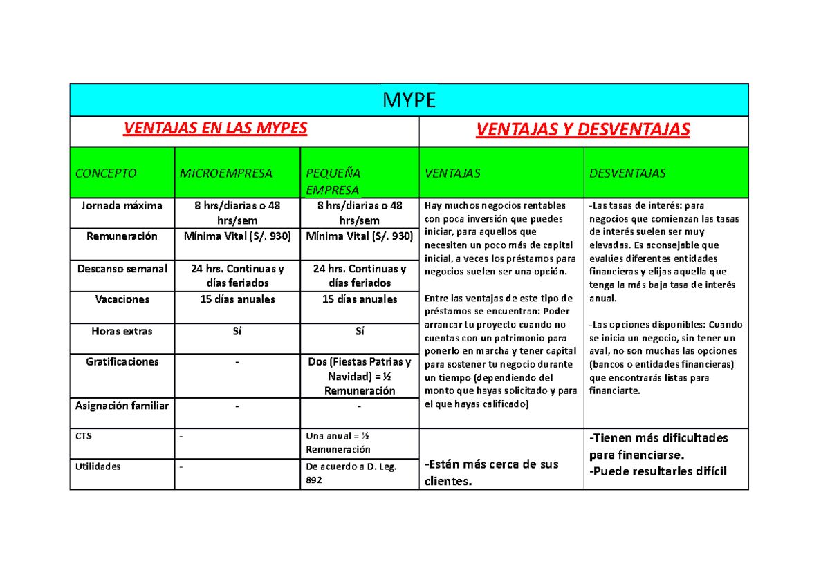 MYPE - aaaaaaa - MYPE VENTAJAS EN LAS MYPES VENTAJAS Y DESVENTAJAS ...