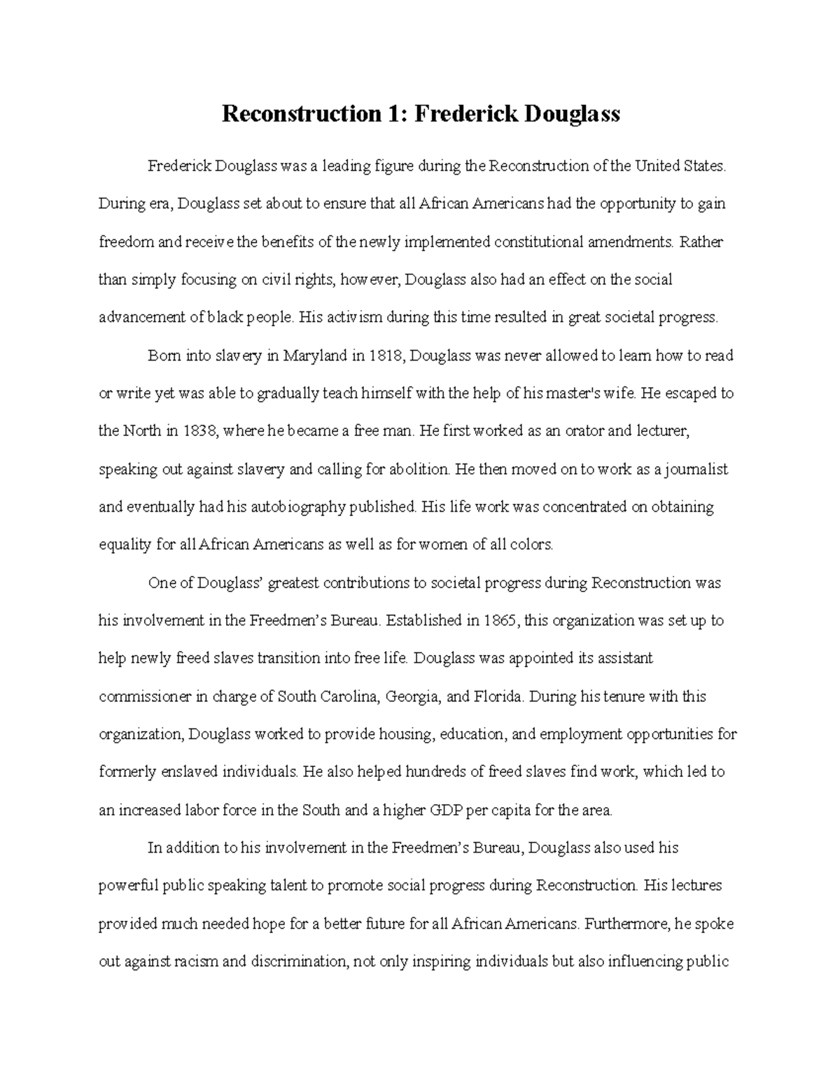 African American Men during Reconstruction - Reconstruction 1 ...