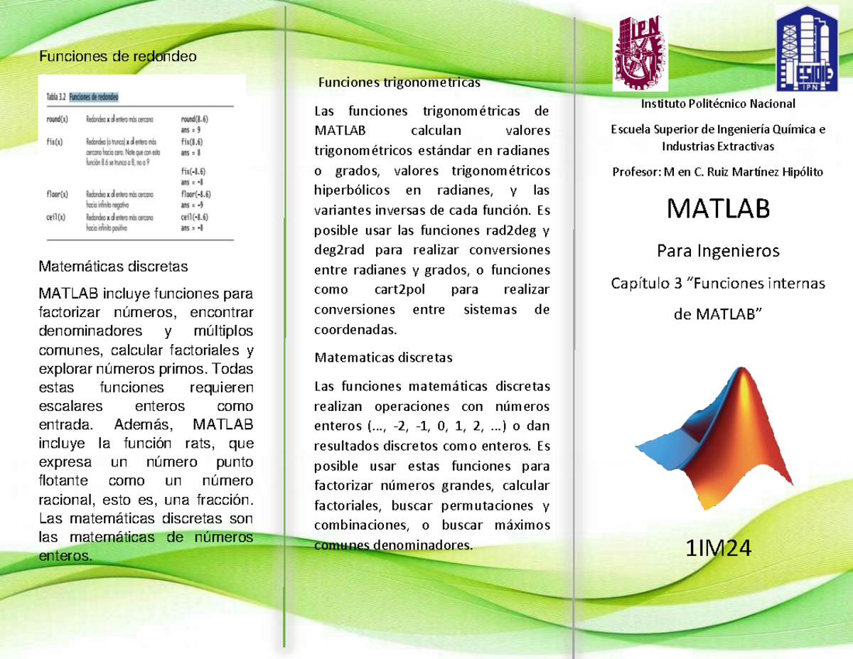 Capitulo 3 Matlab - Instituto Politécnico Nacional Escuela Superior de ...