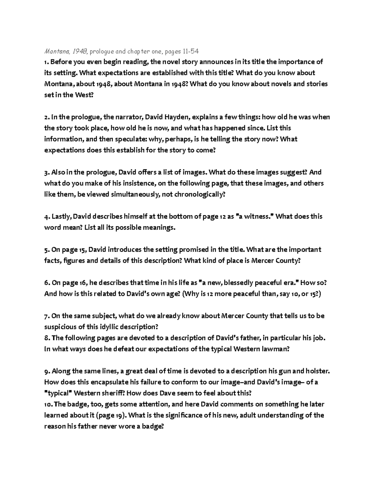 LIT1015 - Montana 1948 Chapter 1 Study Guide - Montana, 1948, prologue ...