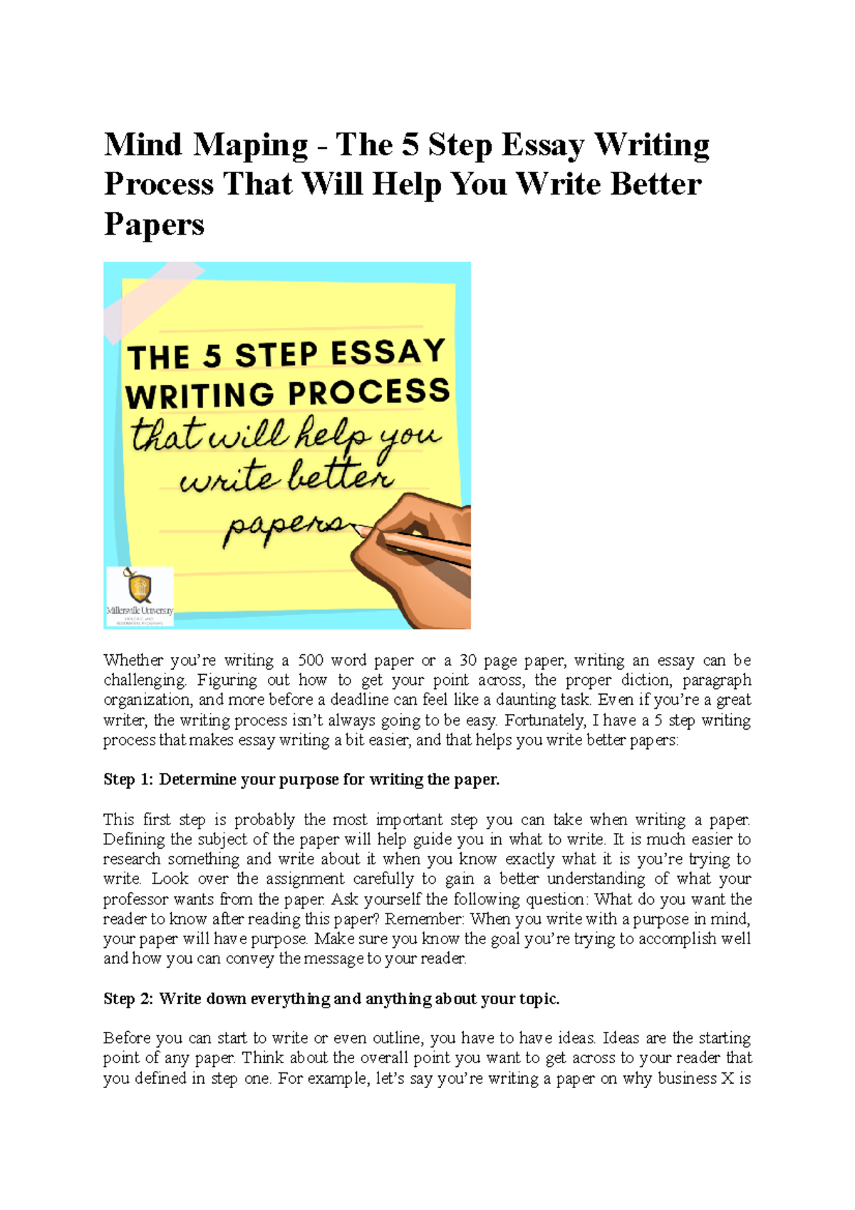 Mind Maping in Essay Writing - Mind Maping - The 5 Step Essay Writing ...