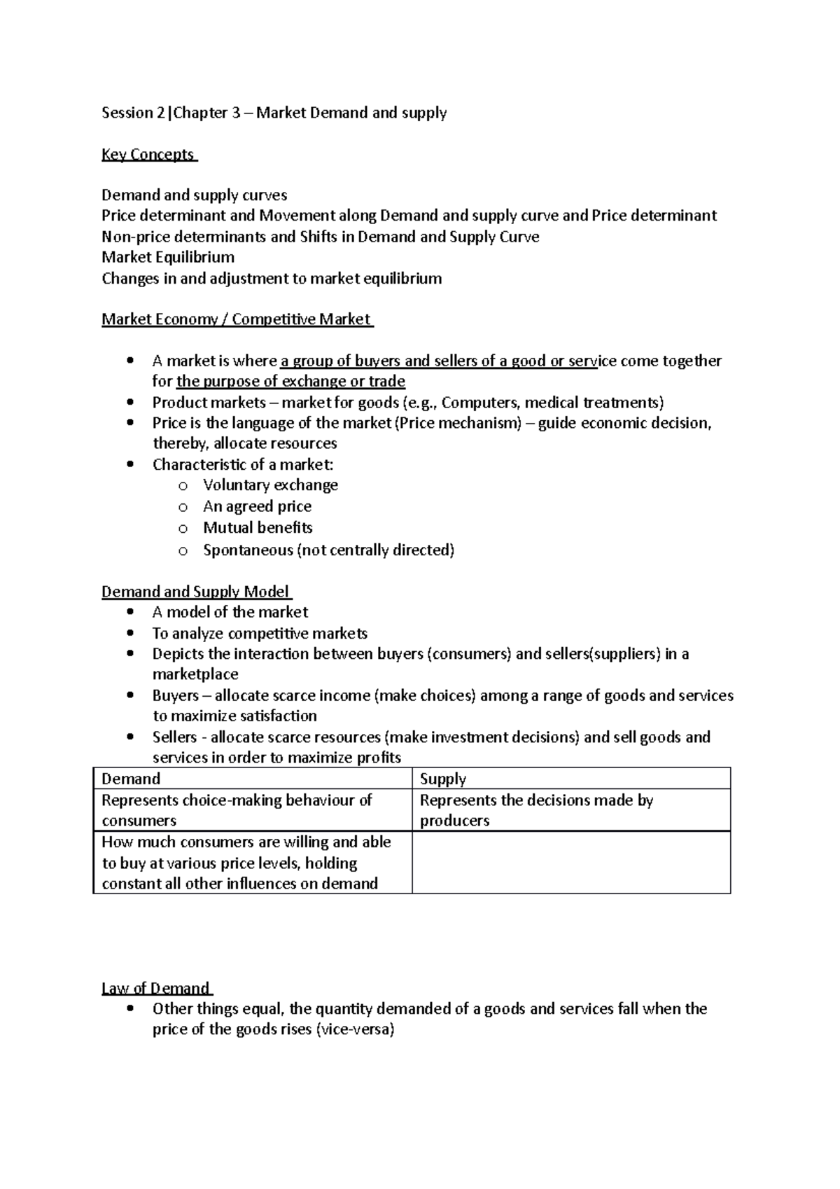 Session 2 - Market Equilibrium - Feb 2022 - Session 2|Chapter 3 ...