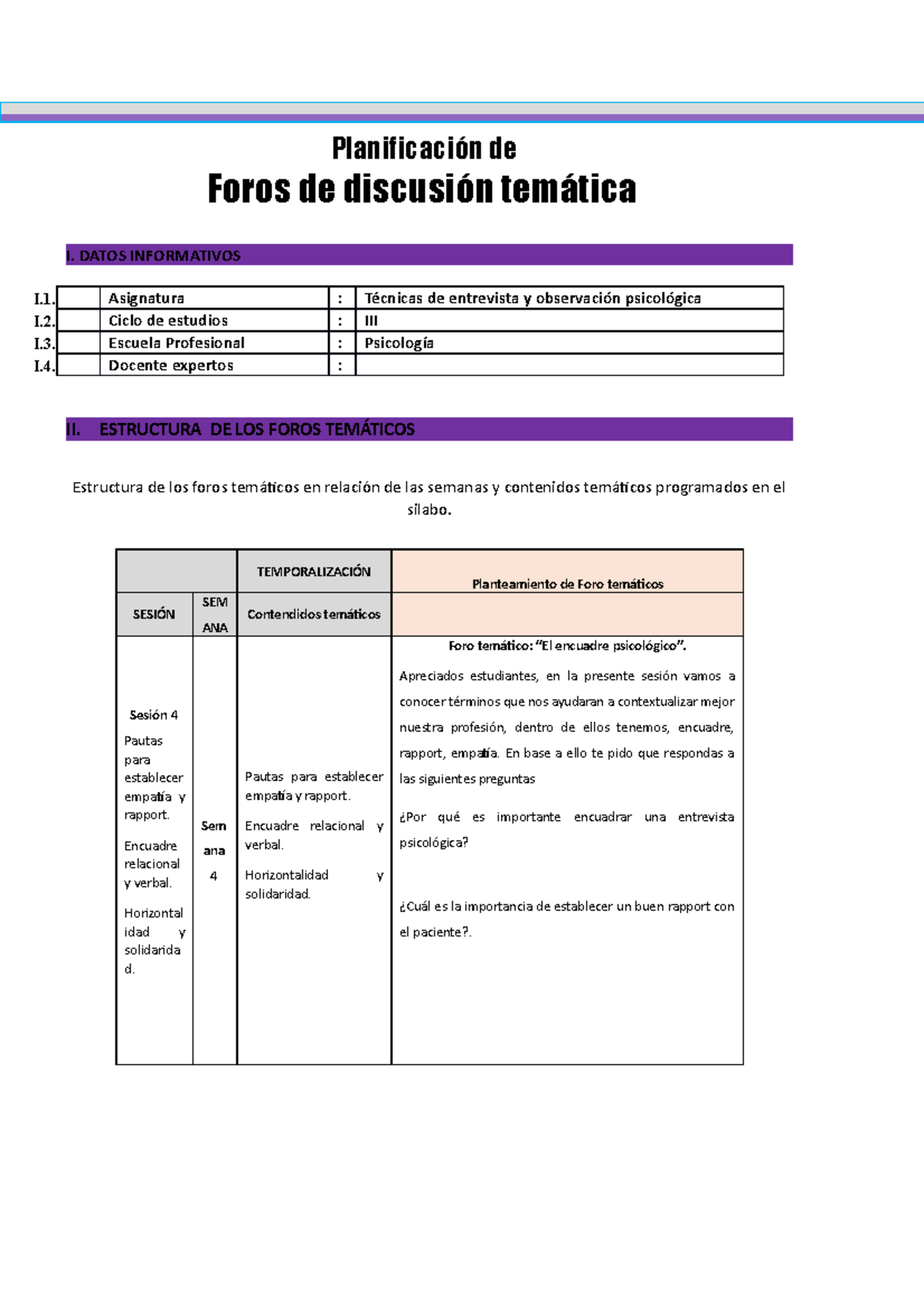 Foro temático- individual - Planificación de Foros de discusión ...
