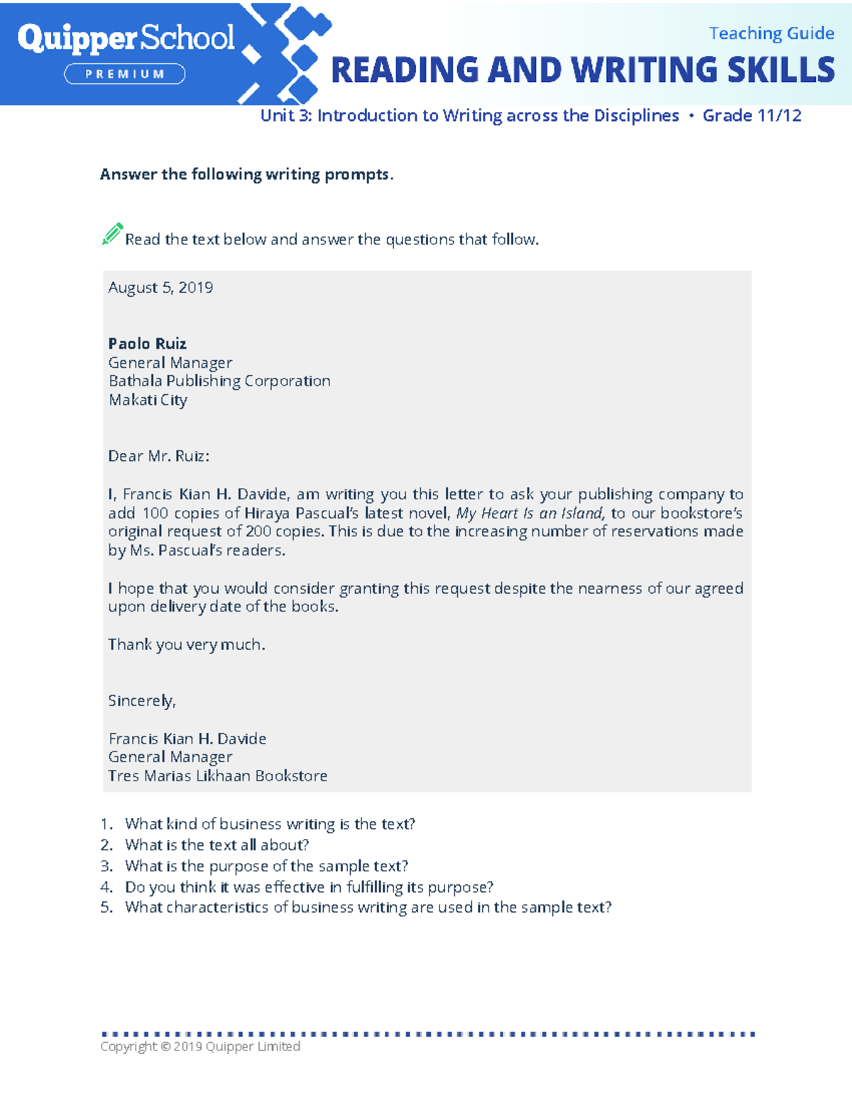 PDF (Texts) RW 11 12 Unit 3 Lesson 2 Writing in Business Writing ...