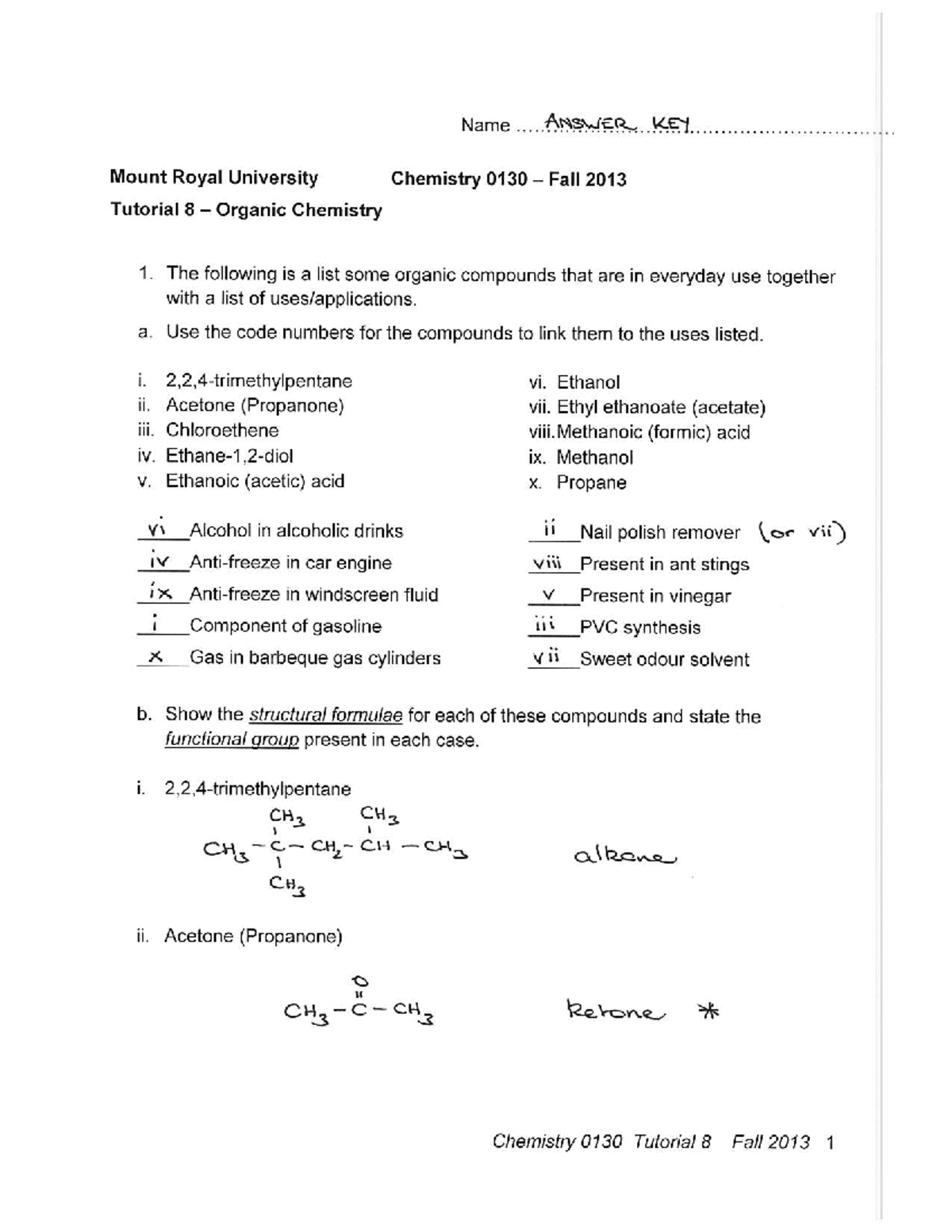 Tutorial 8 F2013 KEY - hanh - Chem 0130 - Studocu