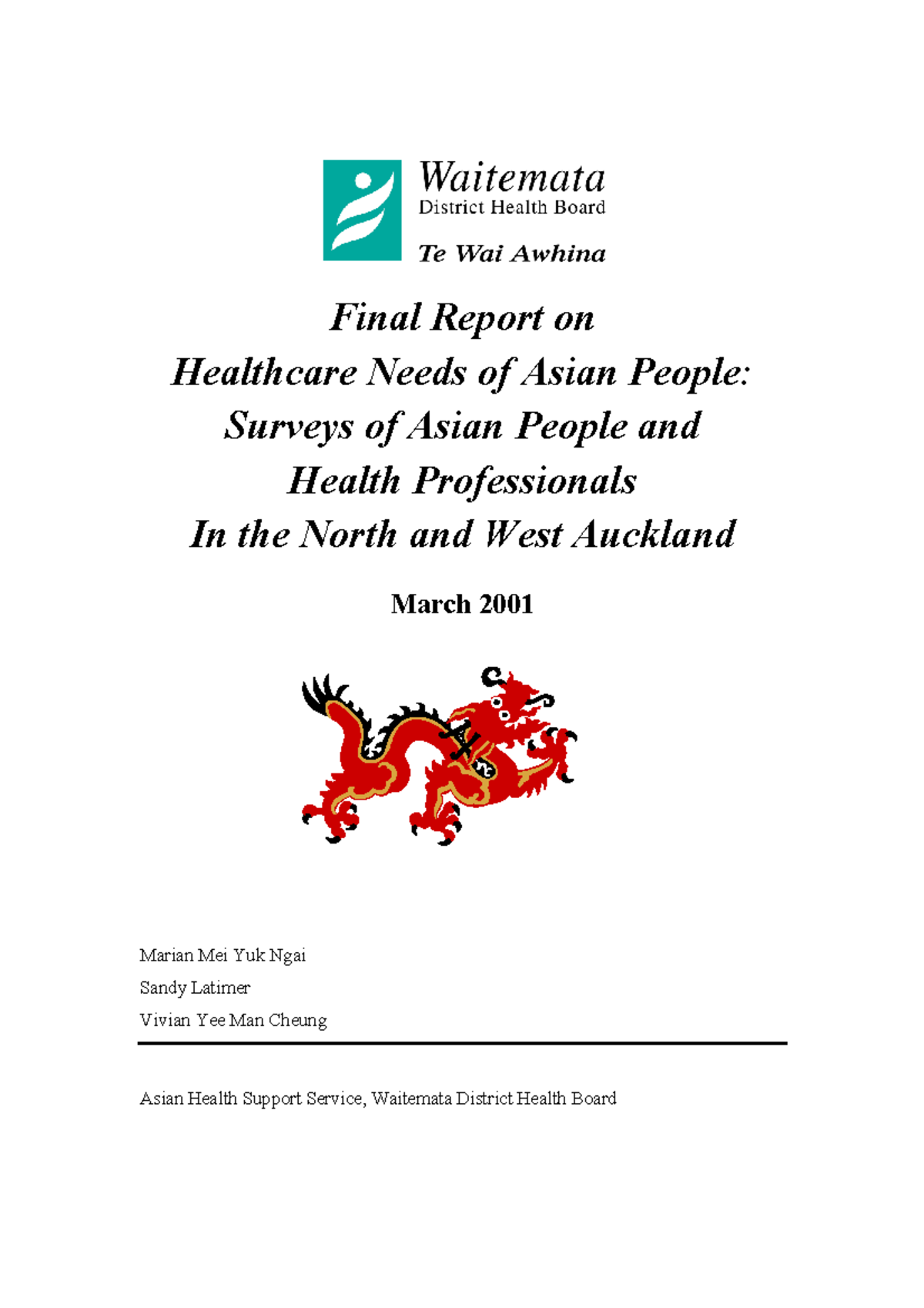 Final Report on Healthcare Needs of Asian People - Final Report on ...