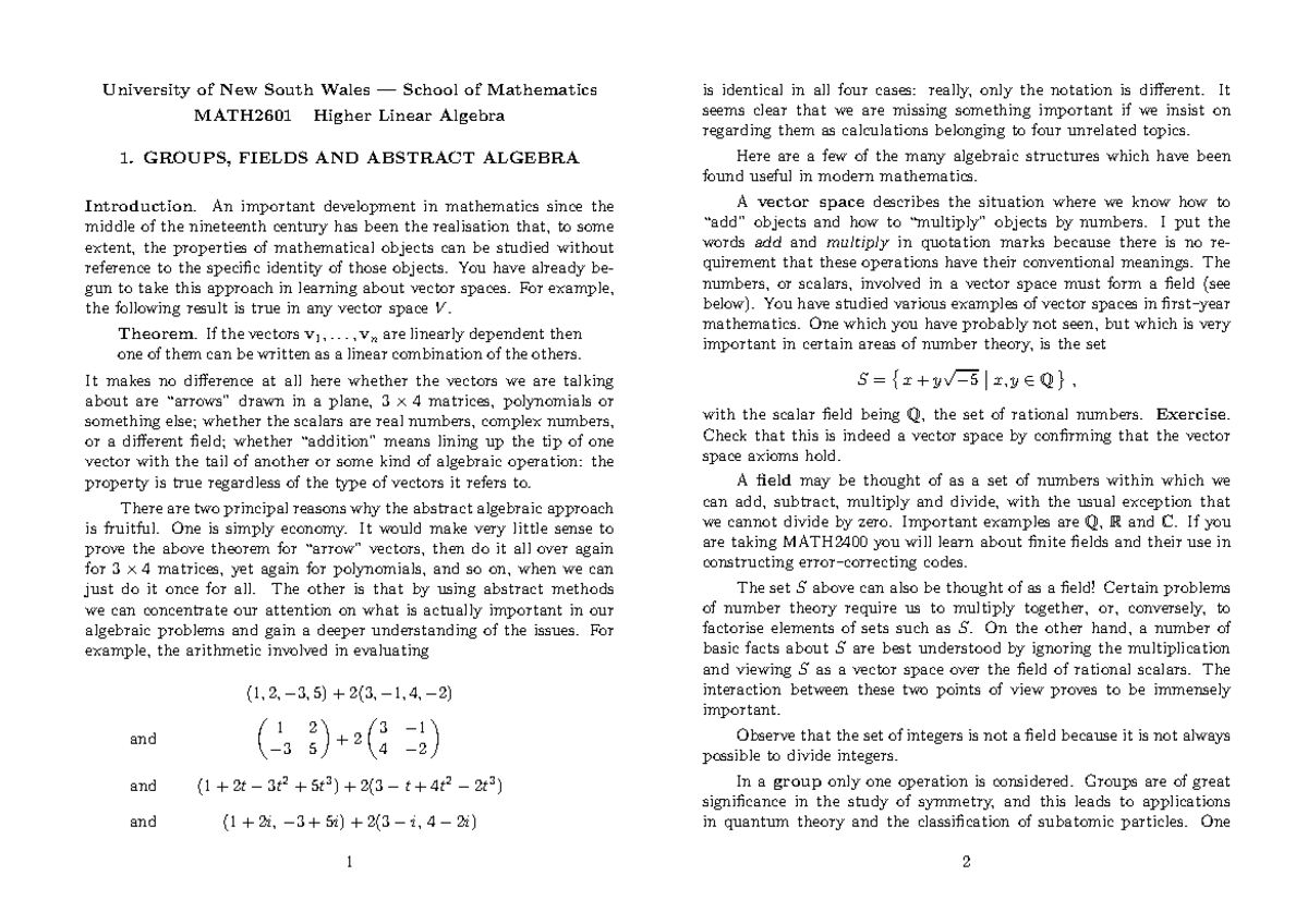 Chapter 1 - Group, Fields and Abstract Algebra - University of New ...