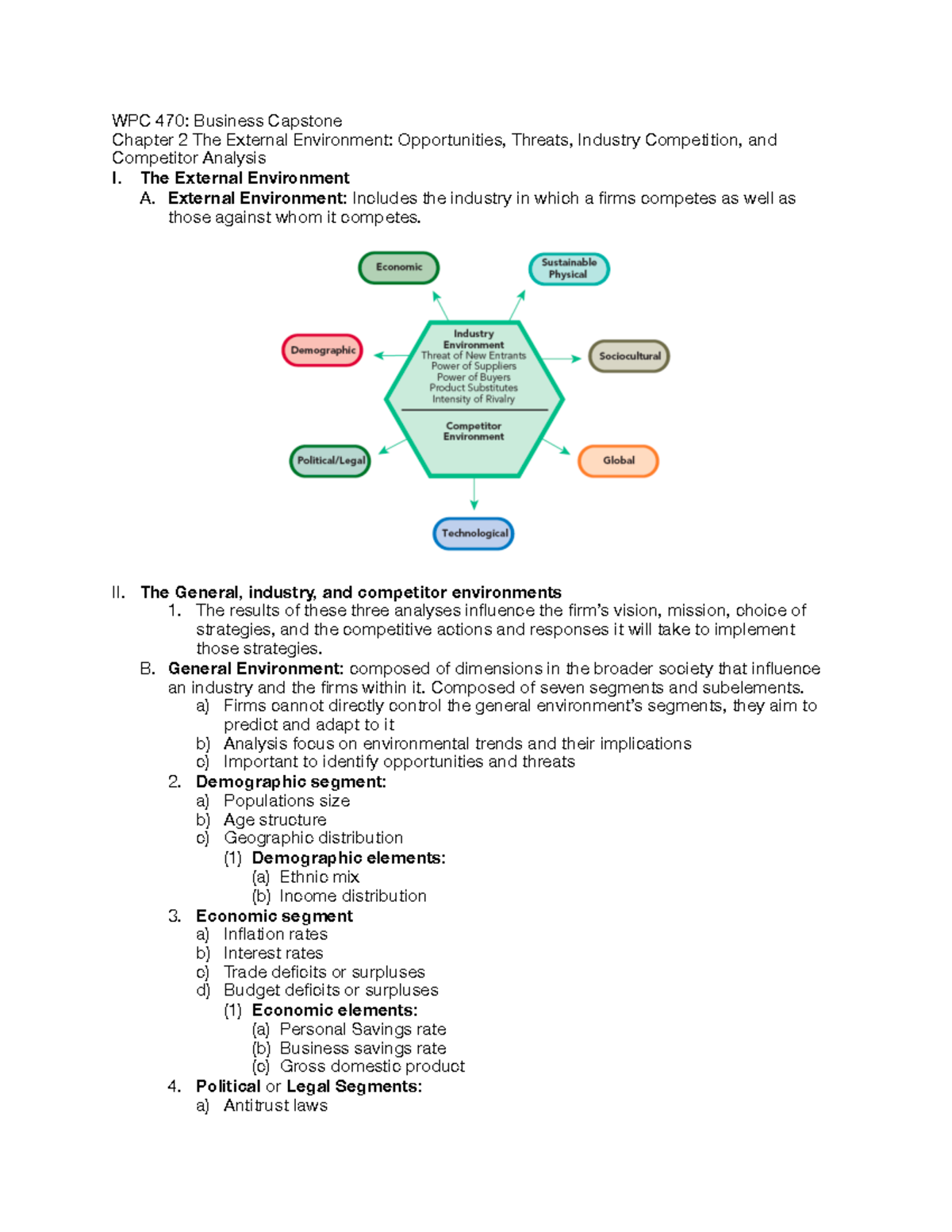 WPC 470 Chapter 2 notes - WPC 470: Business Capstone Chapter 2 The ...