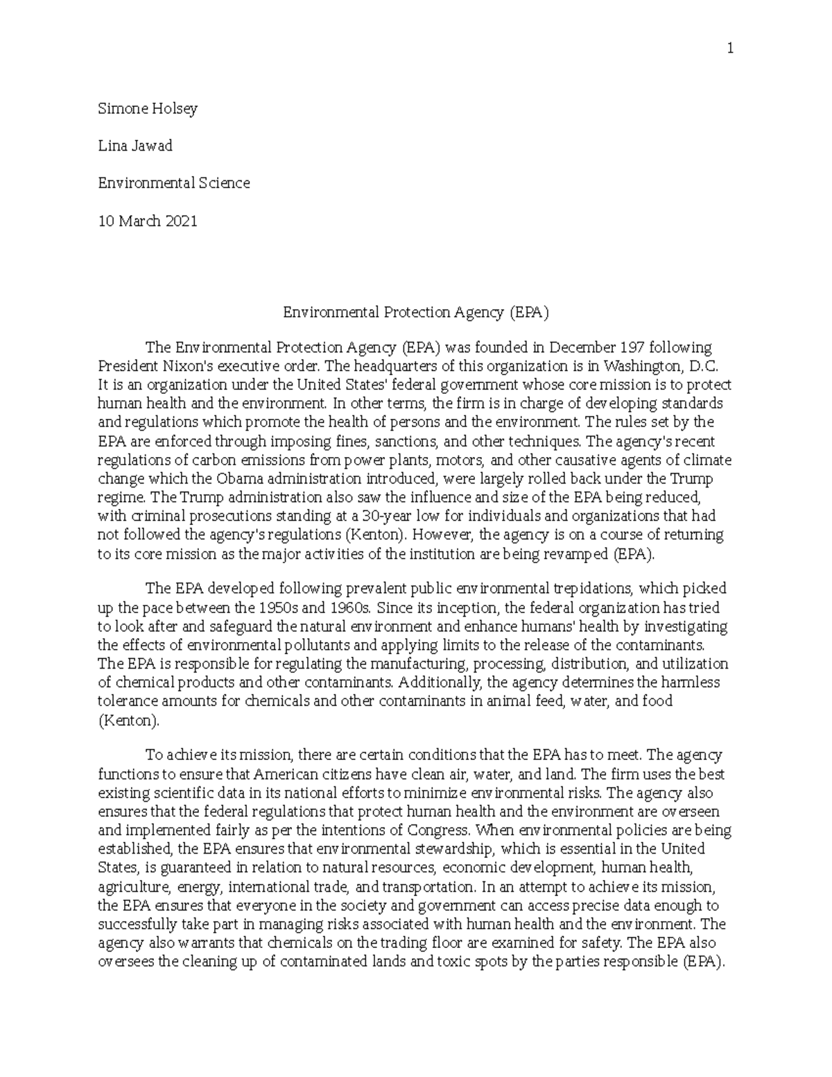 Report - Environmental Science- This essay was done to find research on ...