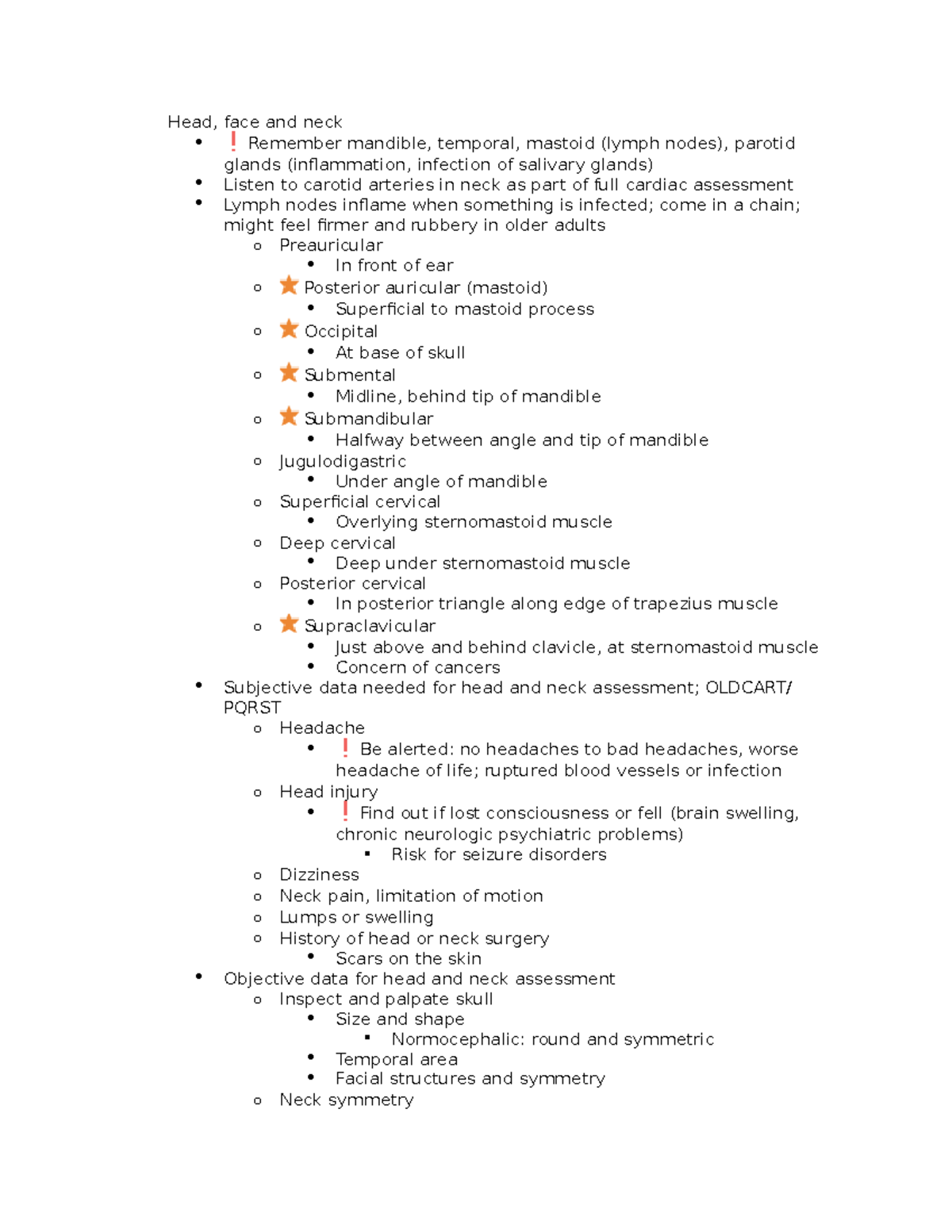 Heent Assessment - Connie Kartoz - Head, face and neck Remember ...