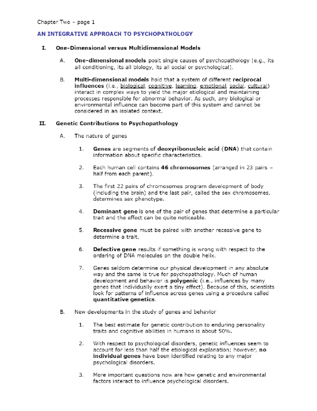 Abnormal Psychology - Chapter 2 Notes - PSY 206 - Studocu