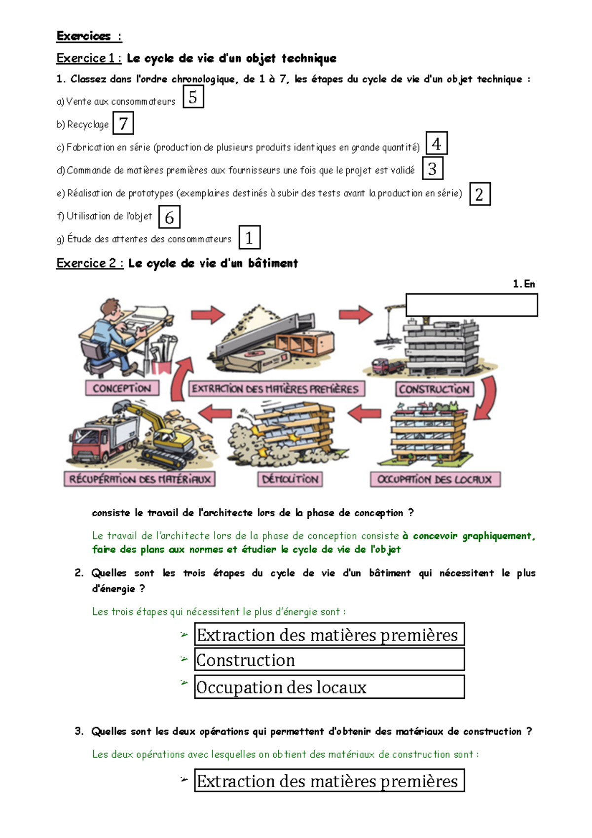 31 techno Bissuel Hortense - Exercices : Exercice 1 : Le cycle de vie d’un objet technique 1 ...