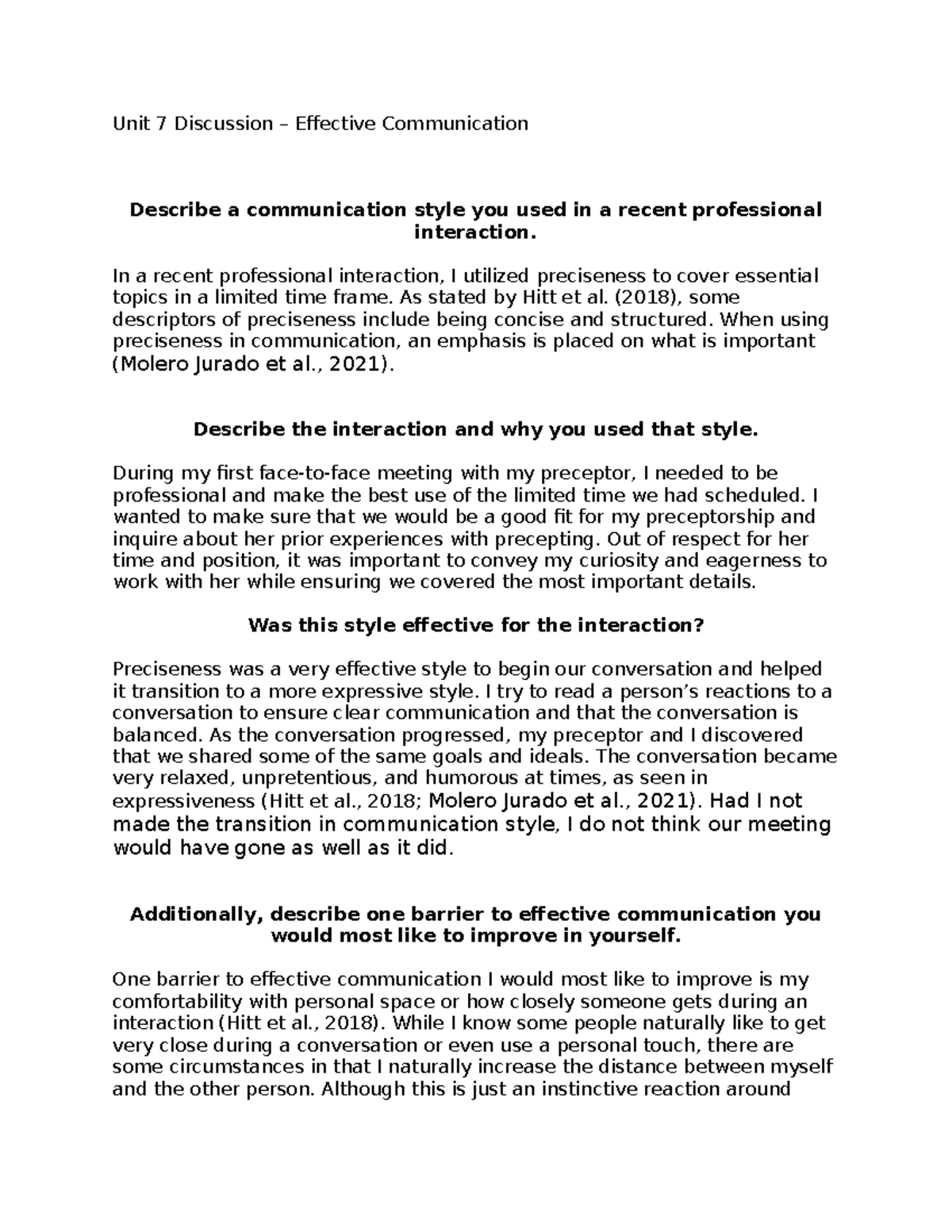 Unit 7 Discussion – Effective Communication - Unit 7 Discussion ...