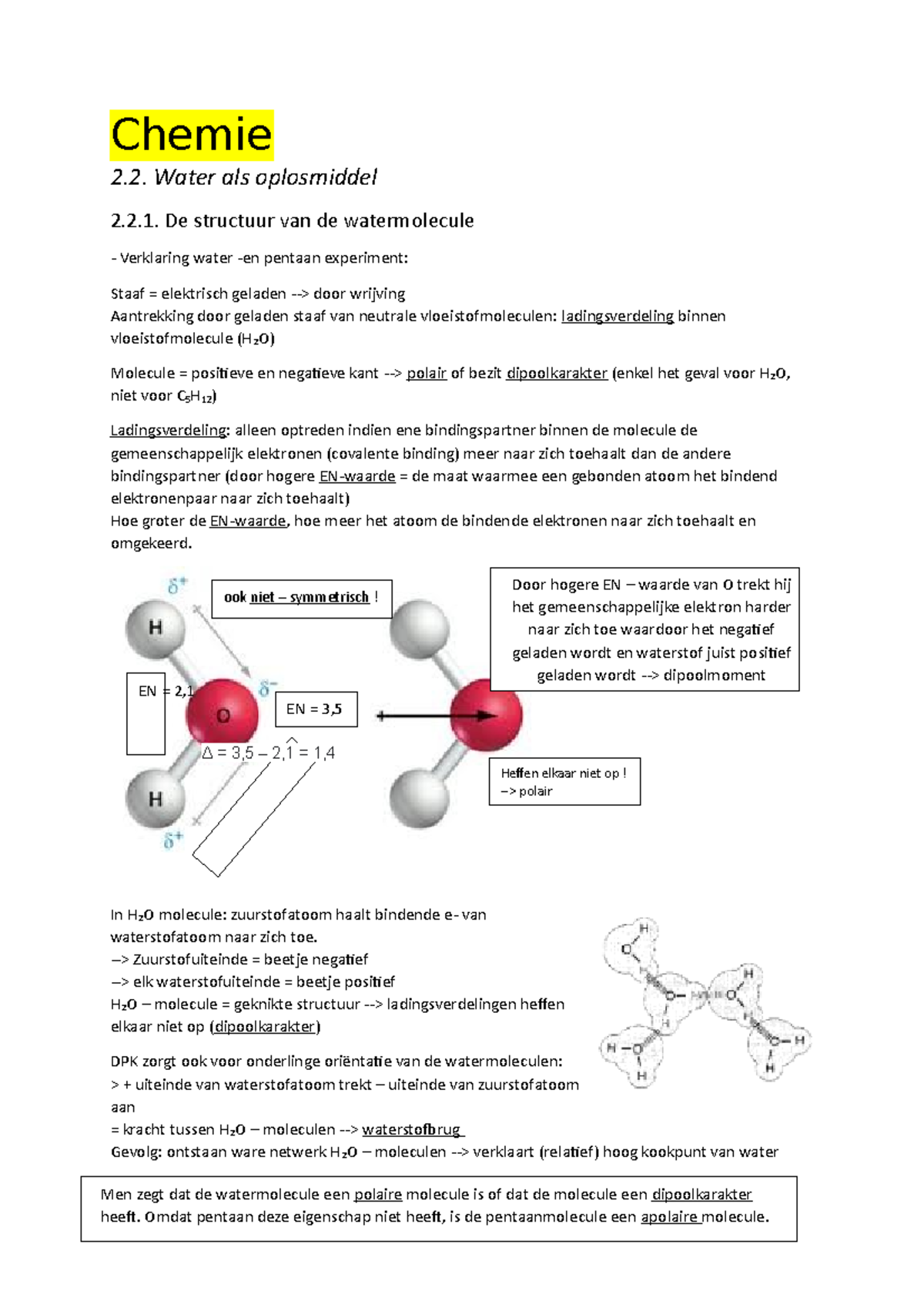 Chemie; oplosbaarheid in water - Chemie 2. Water als oplosmiddel 2.2 ...