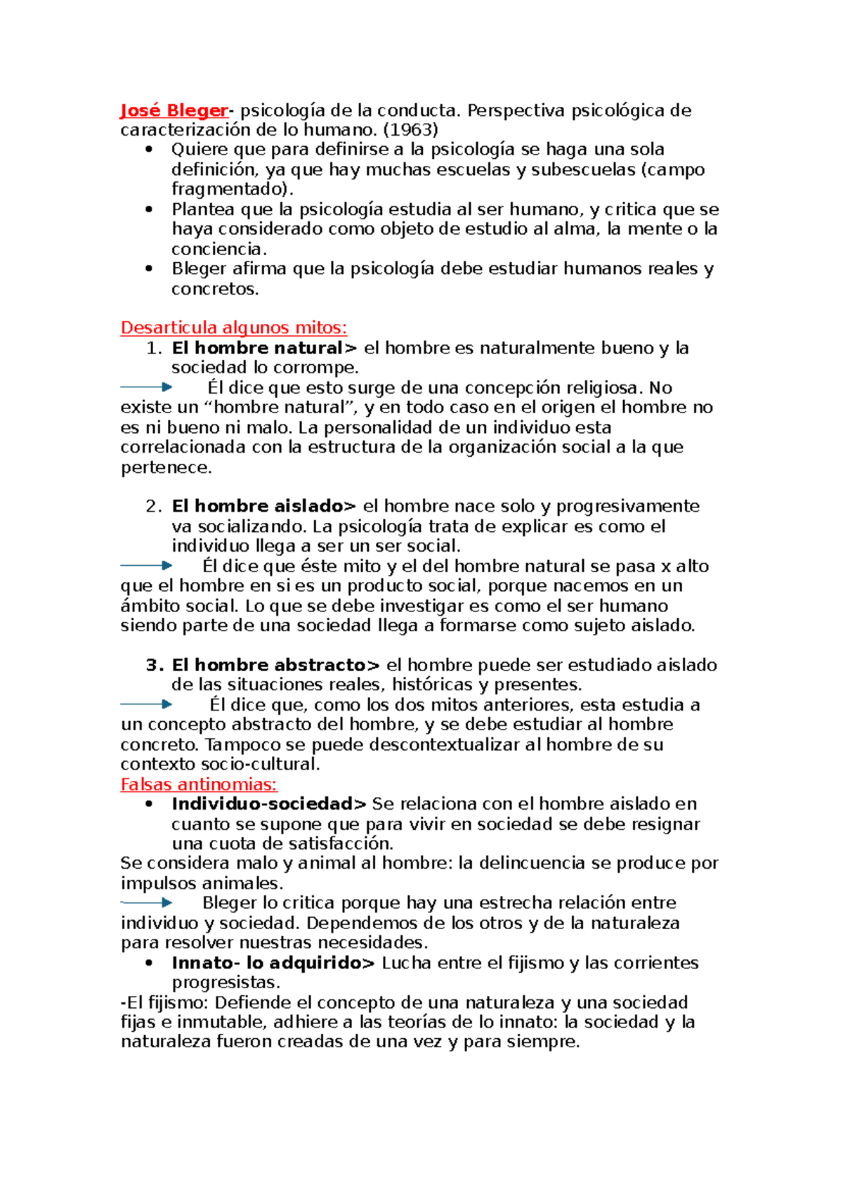 José Bleger - Perspectiva psicológica de caracterización de lo humano ...