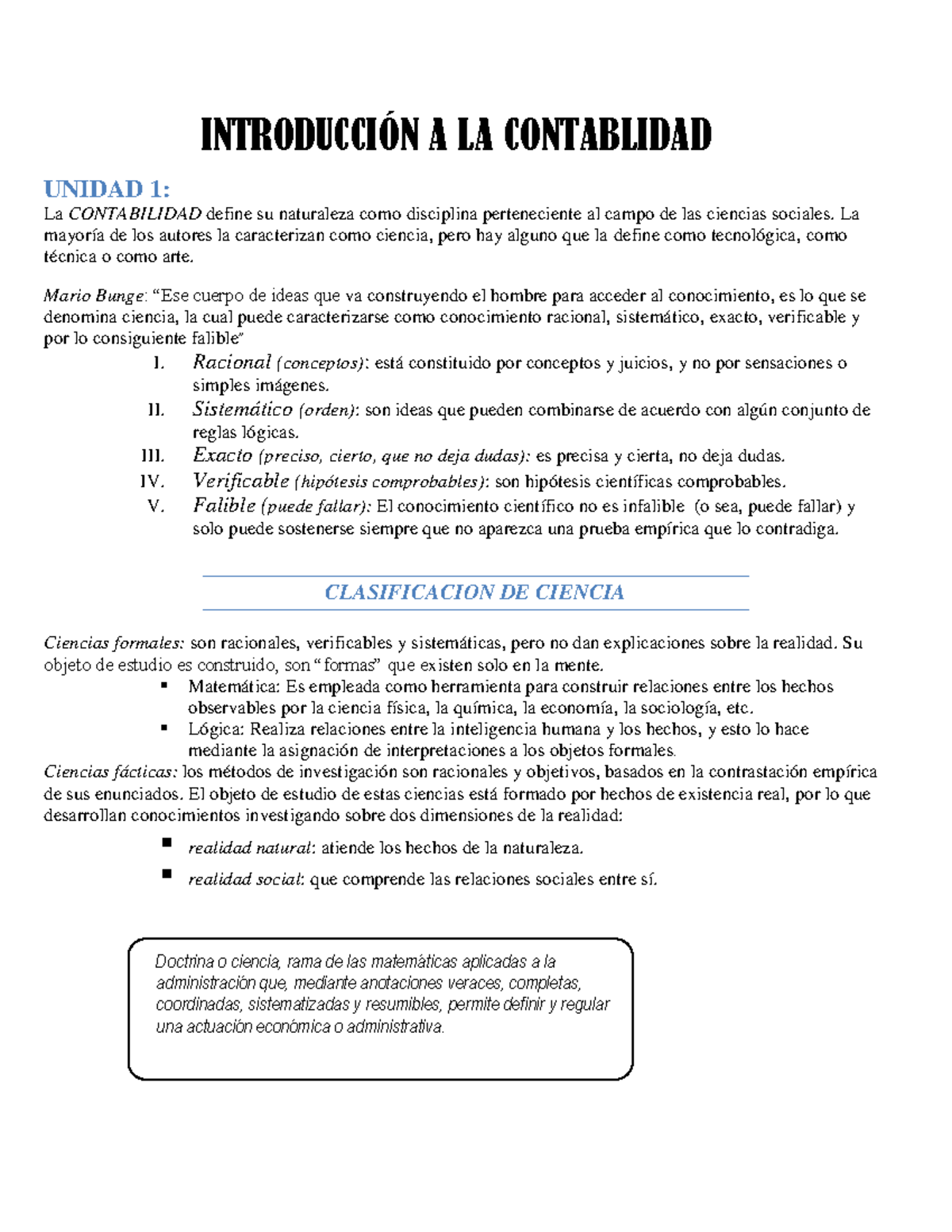 Unidad 1 Contabilidad - INTRODUCCIÓN A LA CONTABLIDAD UNIDAD 1: La CONTABILIDAD define su ...