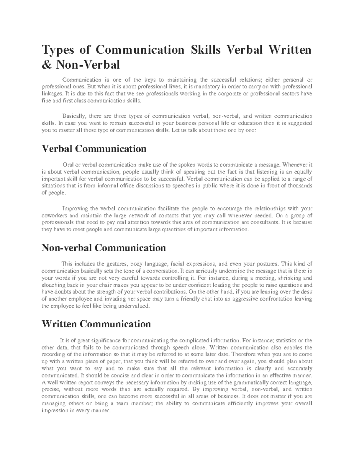 Types of Communication Skills Verbal Written - But when it is about ...
