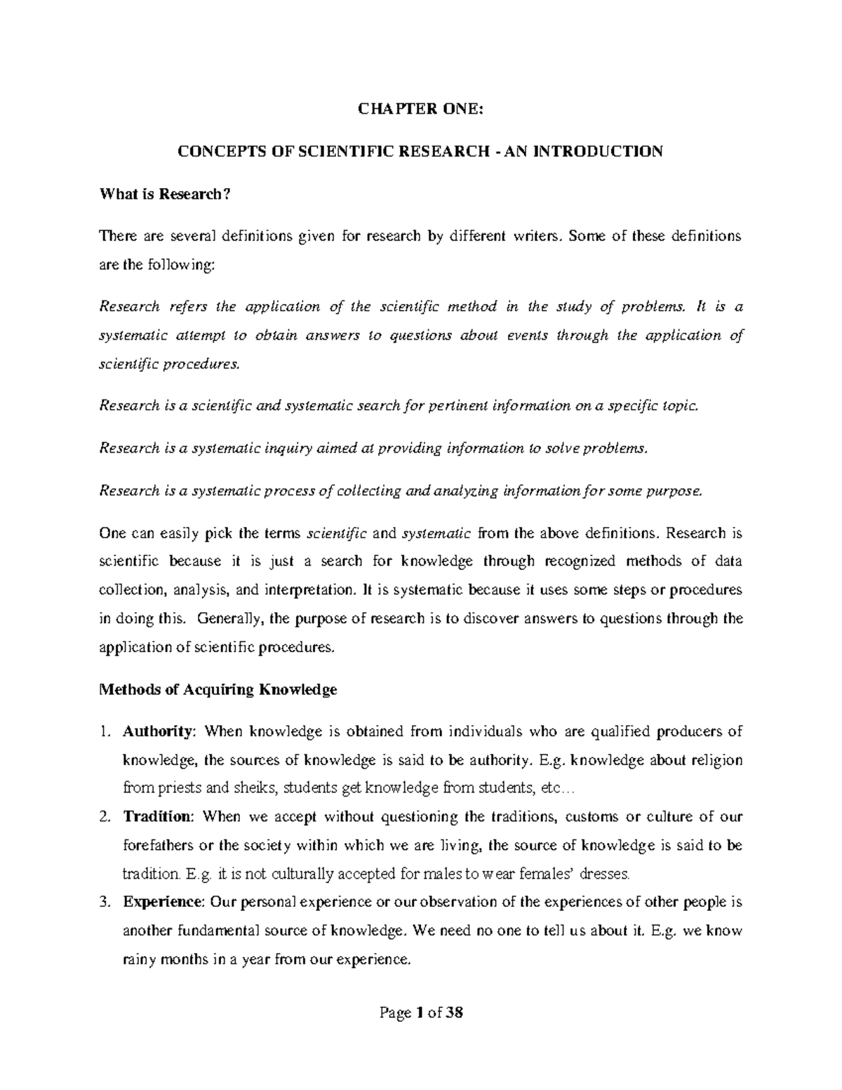 Research 1-3 - teacher note - CHAPTER ONE: CONCEPTS OF SCIENTIFIC ...