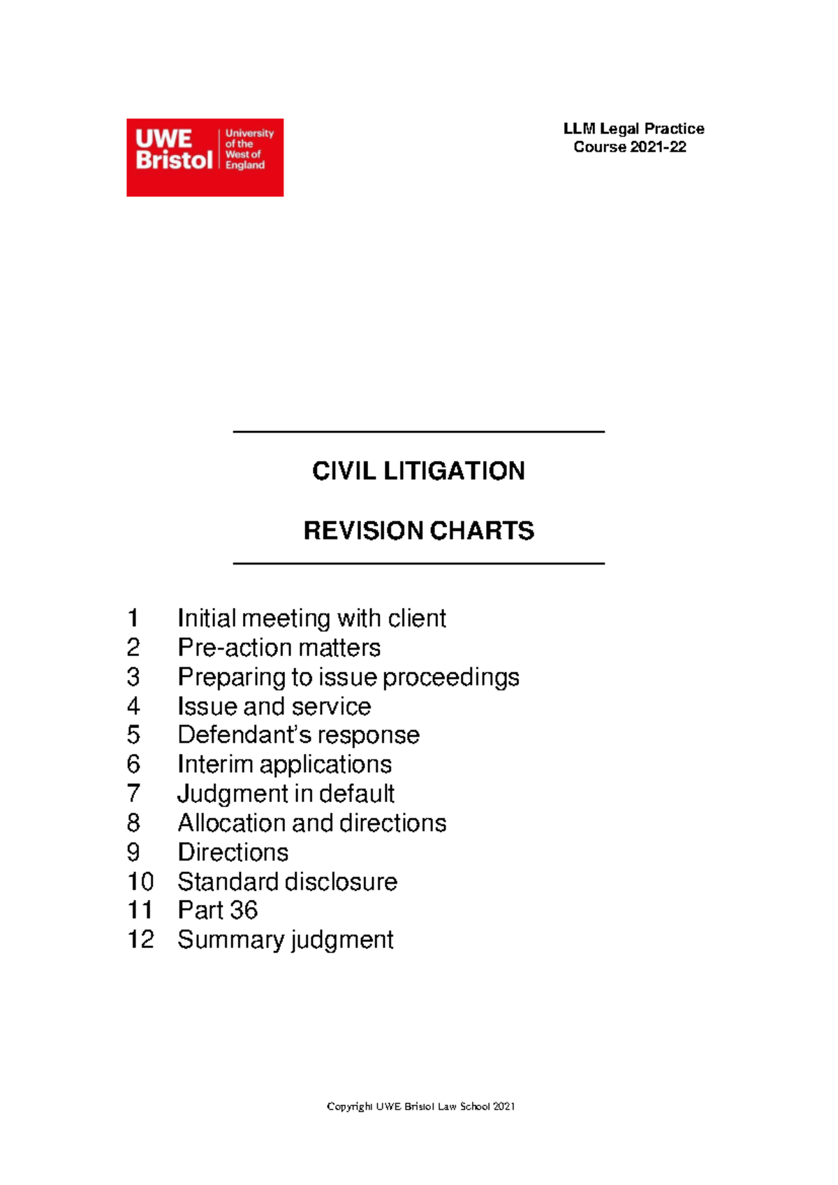 LPC Revision charts 21 - LLM Legal Practice Course 202 1- 22 CIVIL ...