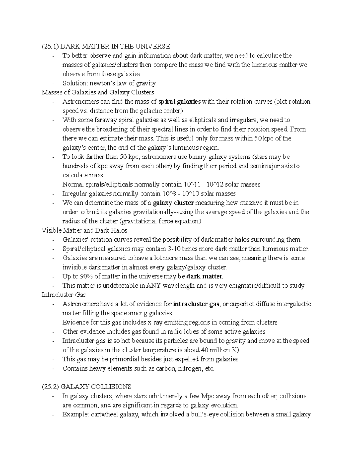 Dark Matter Galaxy Collisions and Galaxy Formation - Studocu