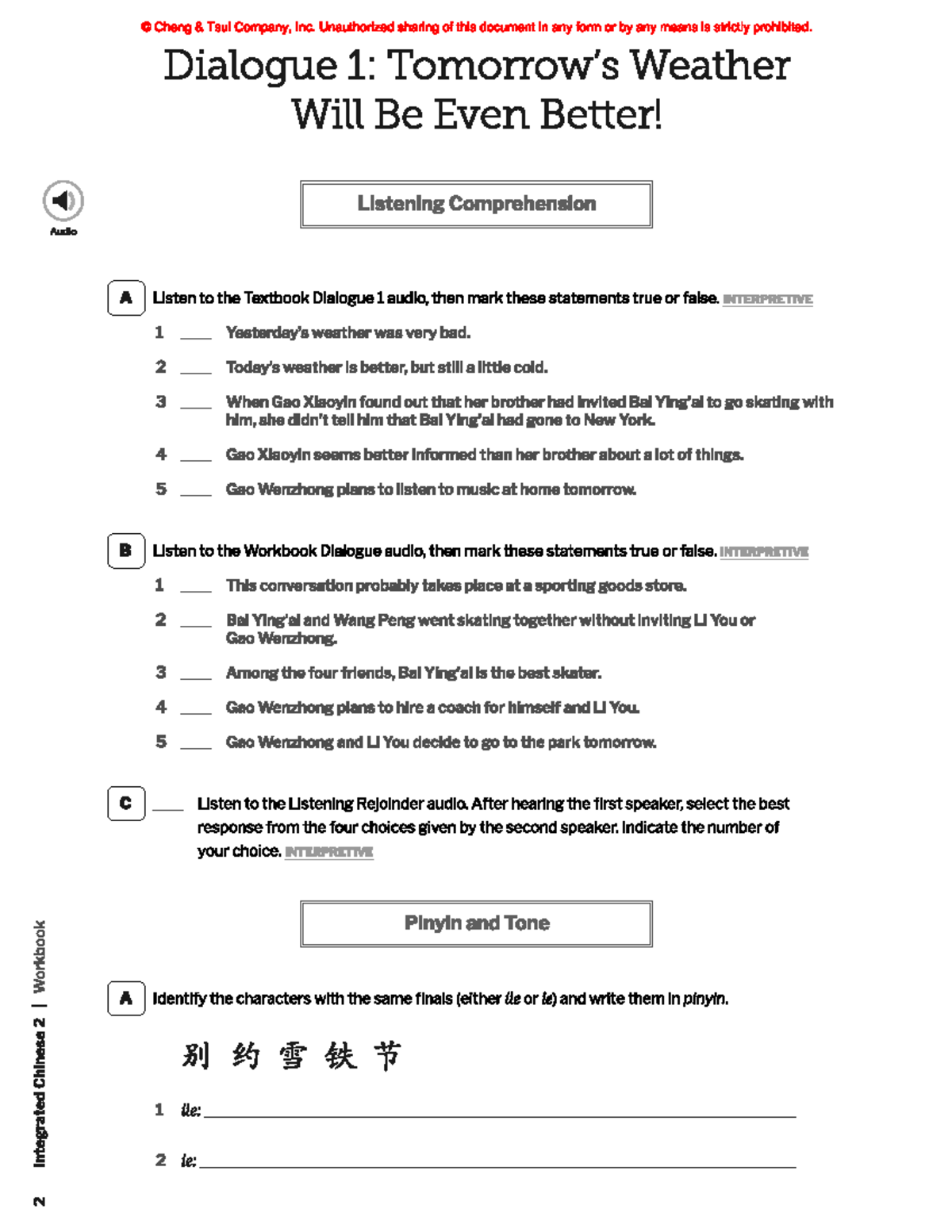 Workbook Lesson 11 Dialogue 1 - Studocu