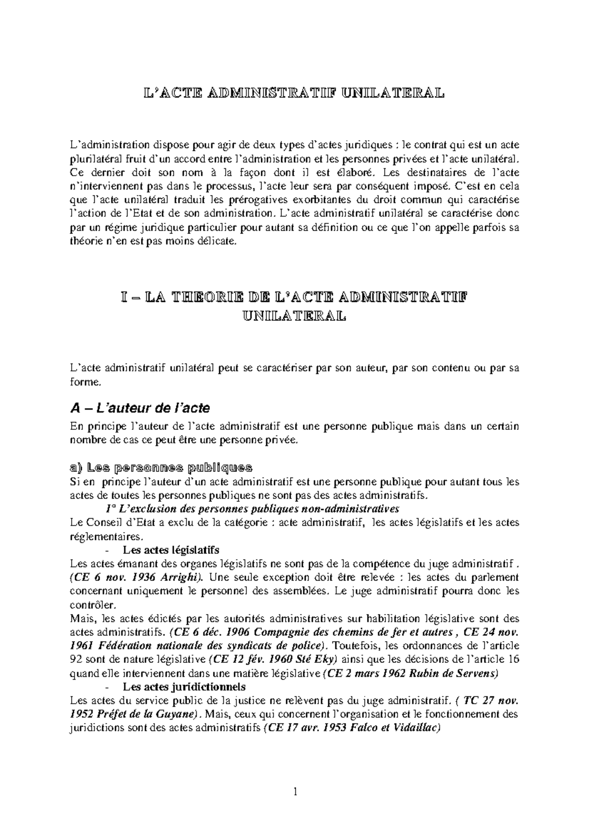 Lacte Administratif Unilateral Lacte ADM - L’ACTE ADMINISTRATIF ...