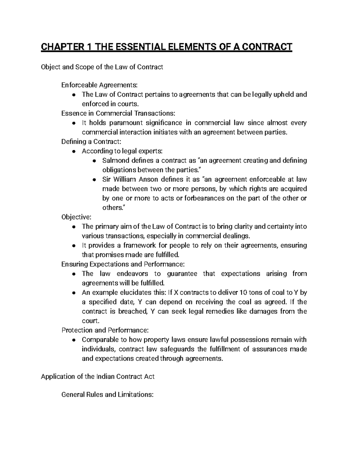 LAW OF Contract - ref - CHAPTER 1 THE ESSENTIAL ELEMENTS OF A CONTRACT ...