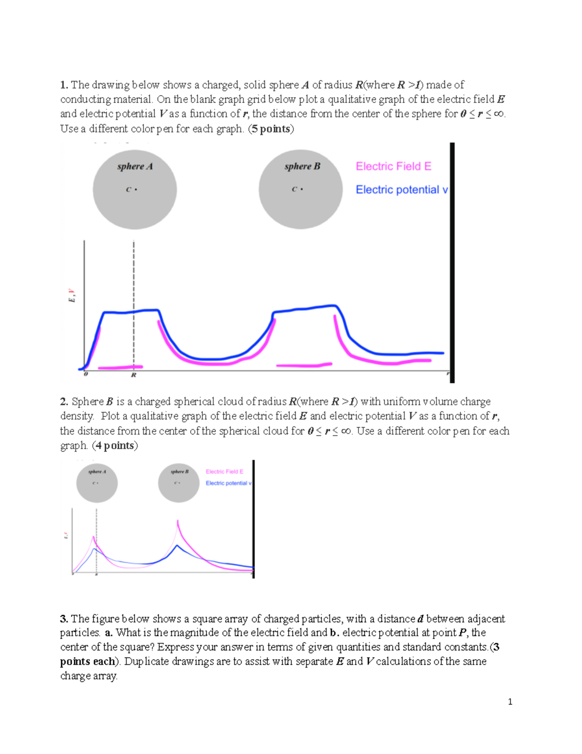 Practice exam 2 - phys102 - The drawing below shows a charged, solid ...
