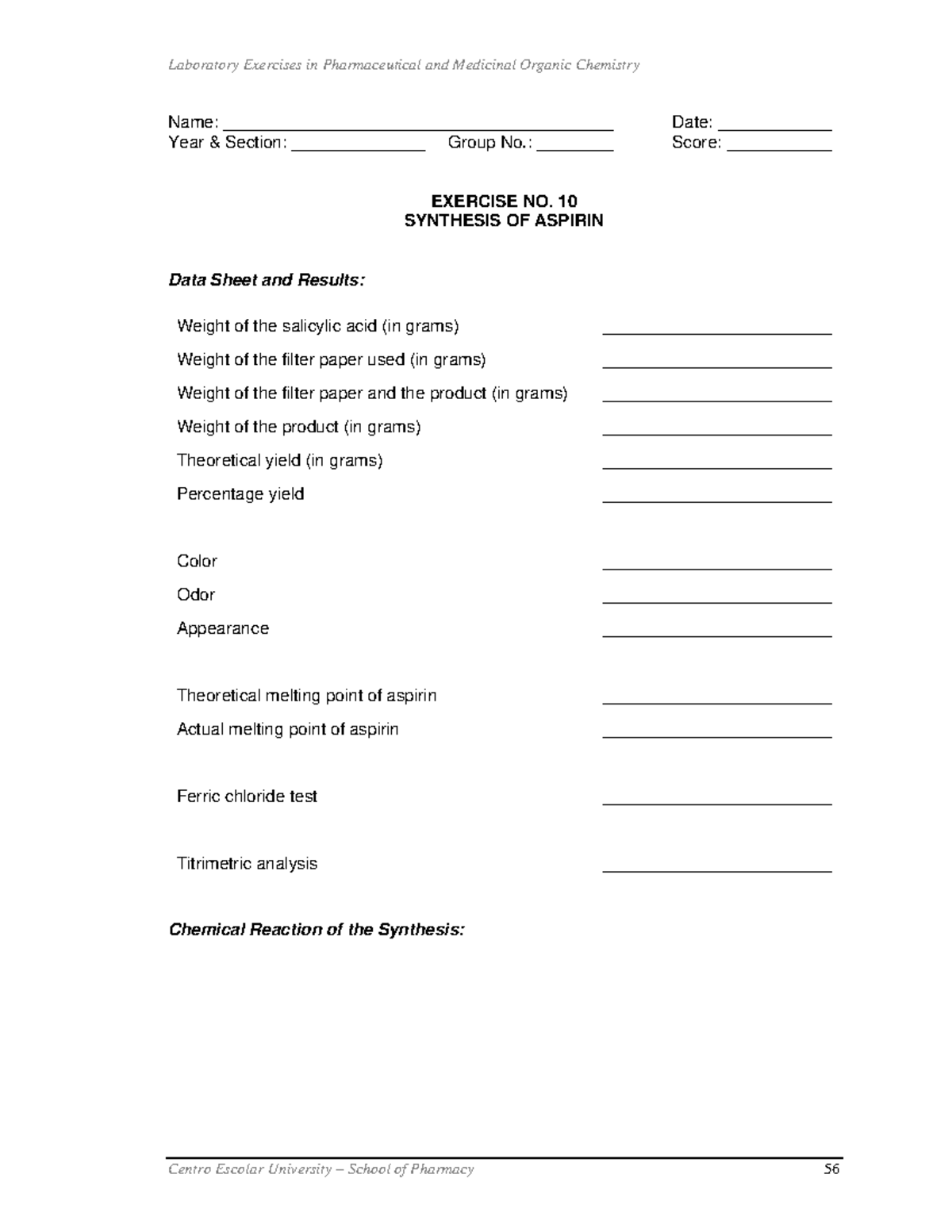 Exercise 10 DATA Sheet - I hope it helps - Laboratory Exercises in ...