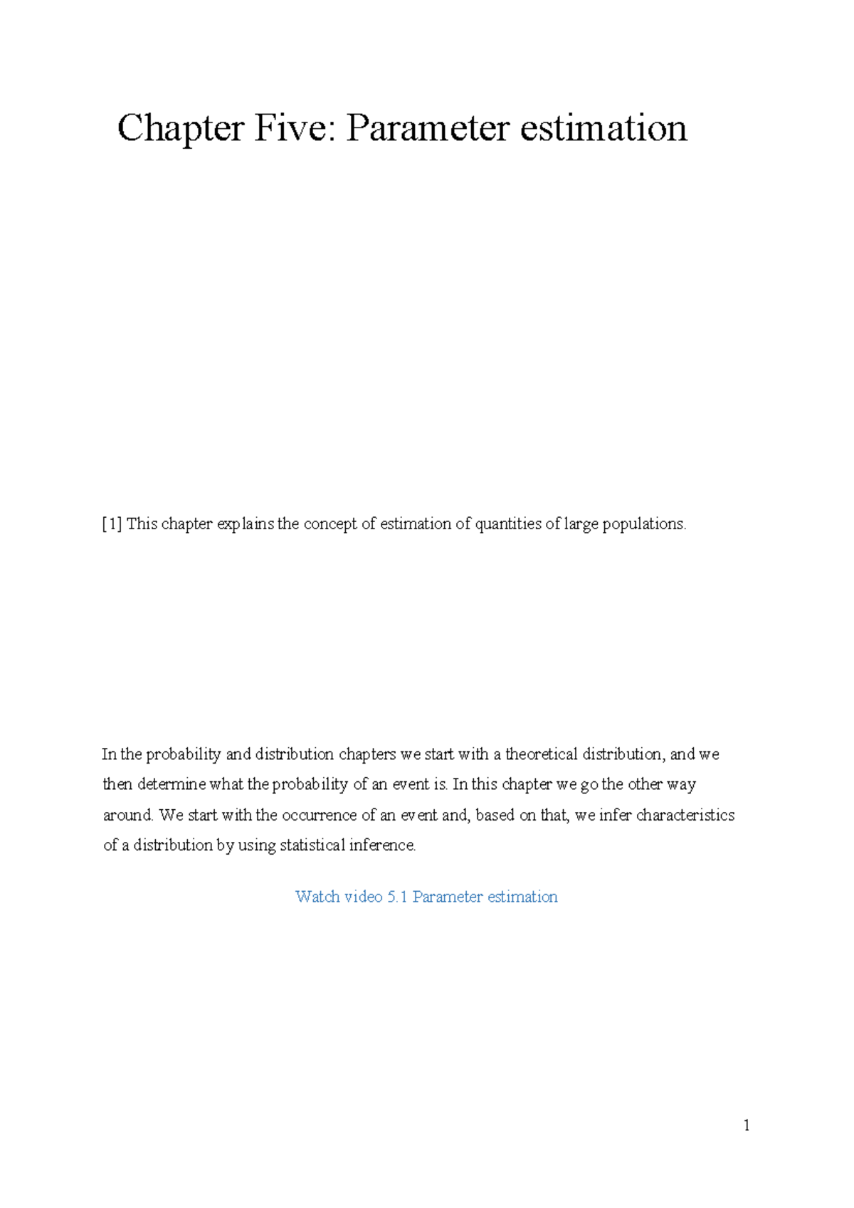 Chapter 5 Parameter estimation - Chapter Five: Parameter estimation [1 ...