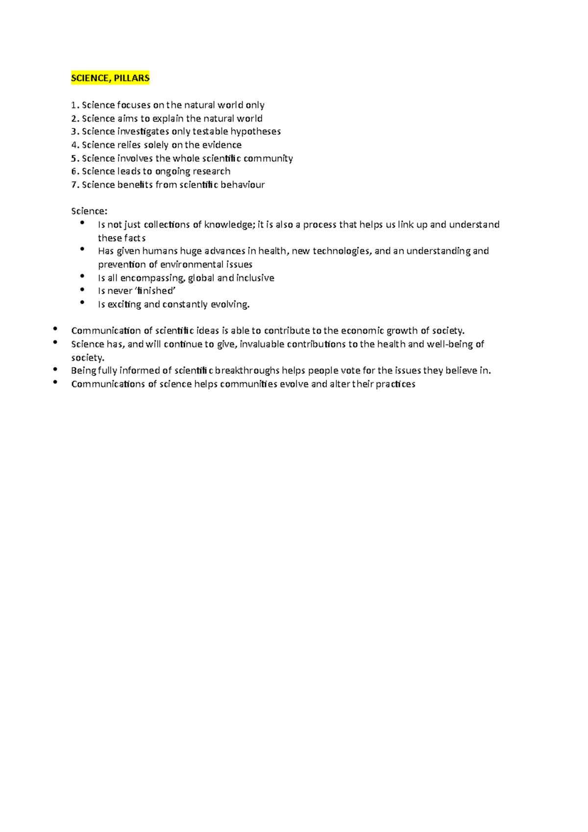 Pillars - explanation of what science is - SCIENCE, PILLARS Science ...