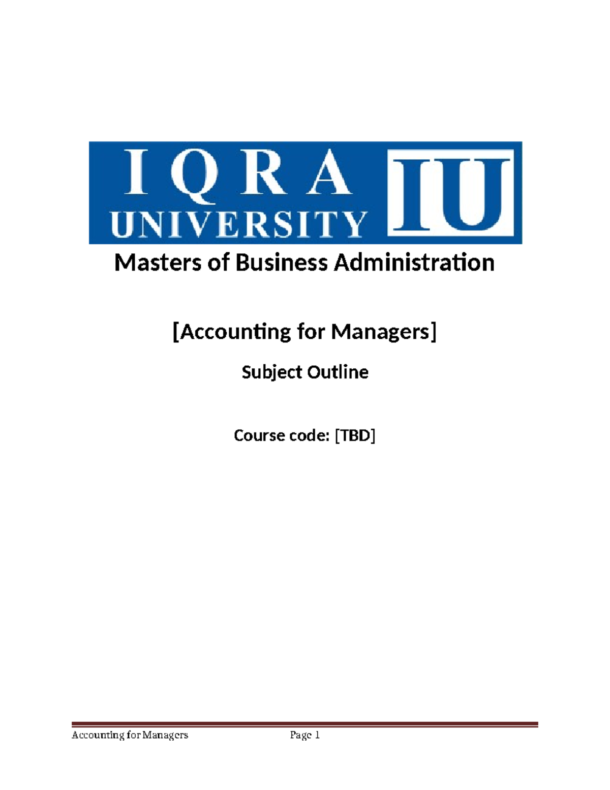 Accounting for Managers - MBA - Masters of Business Administration ...